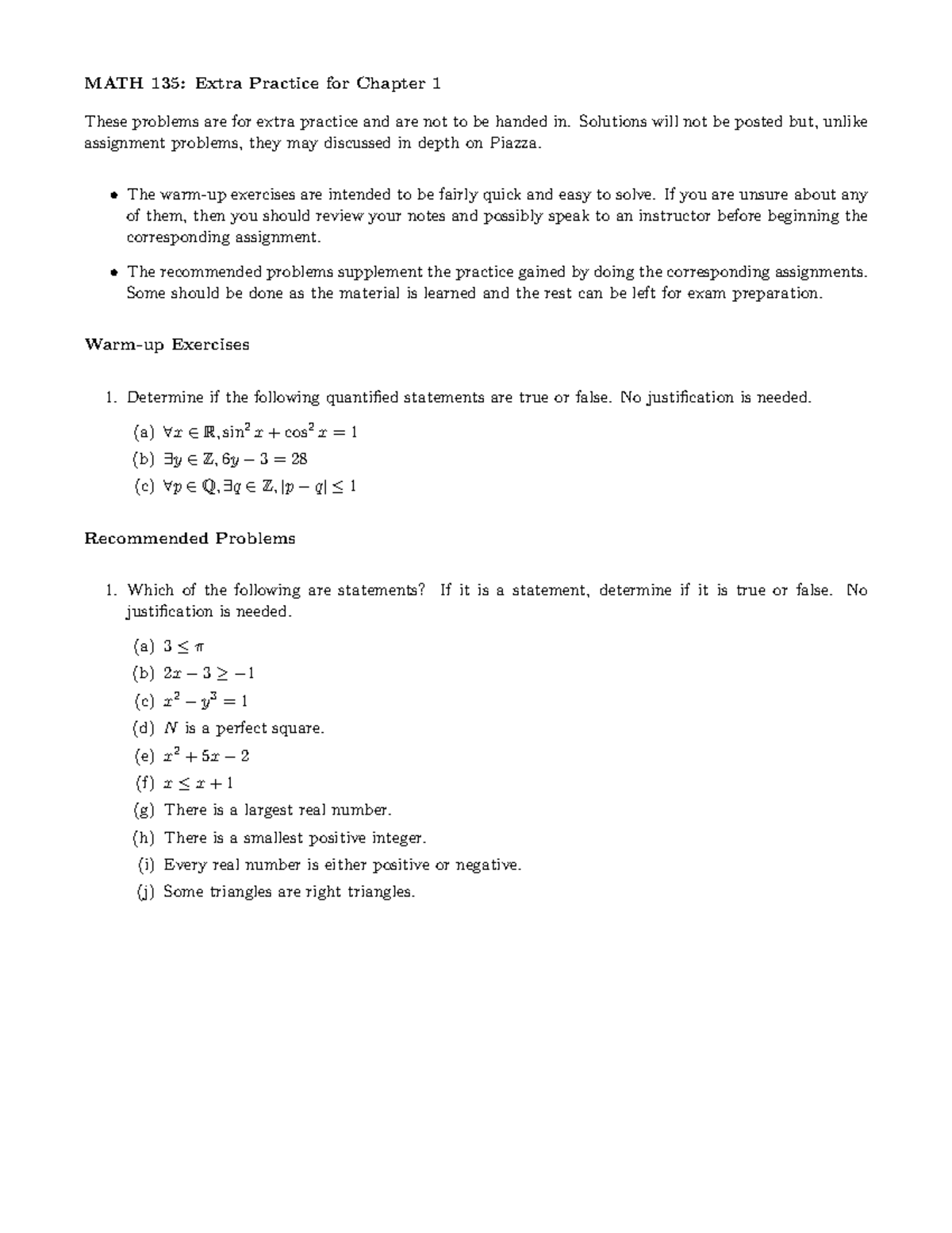 Ep01 - Extra practice - MATH 135: Extra Practice for Chapter 1 These ...