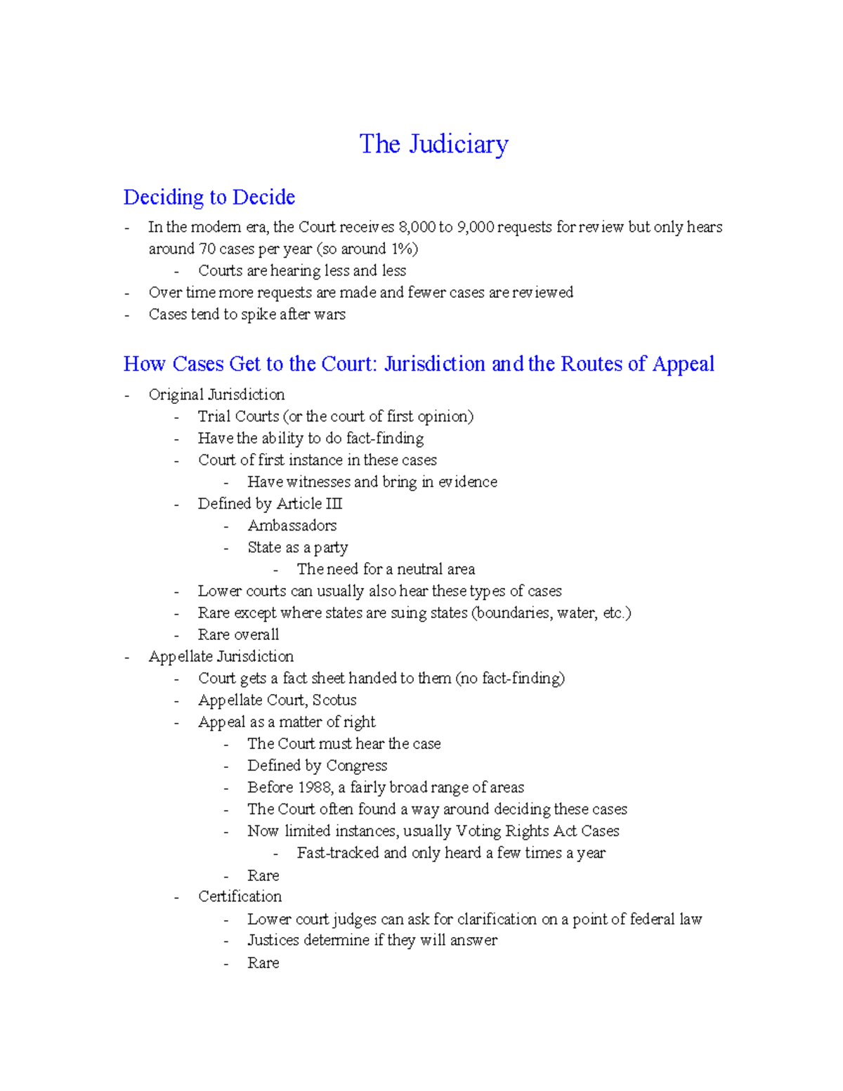 The Judiciary Notes - The Judiciary Deciding to Decide - In the modern ...