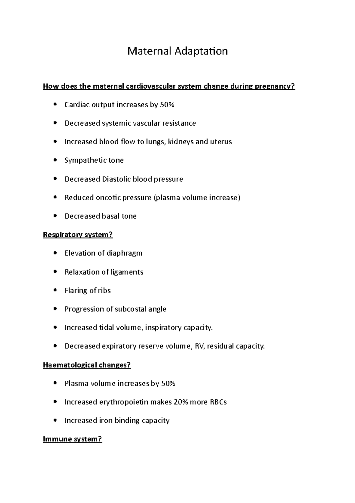 Maternal Adaptation - How each body system can adapt during pregnancy ...