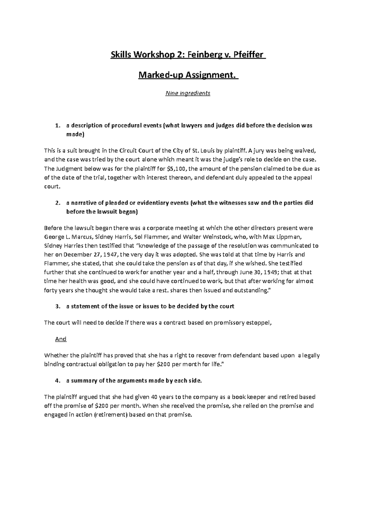 Week 2 Feinberg V Pfeiffer Skills Workshop 2 Feinberg V Pfeiffer