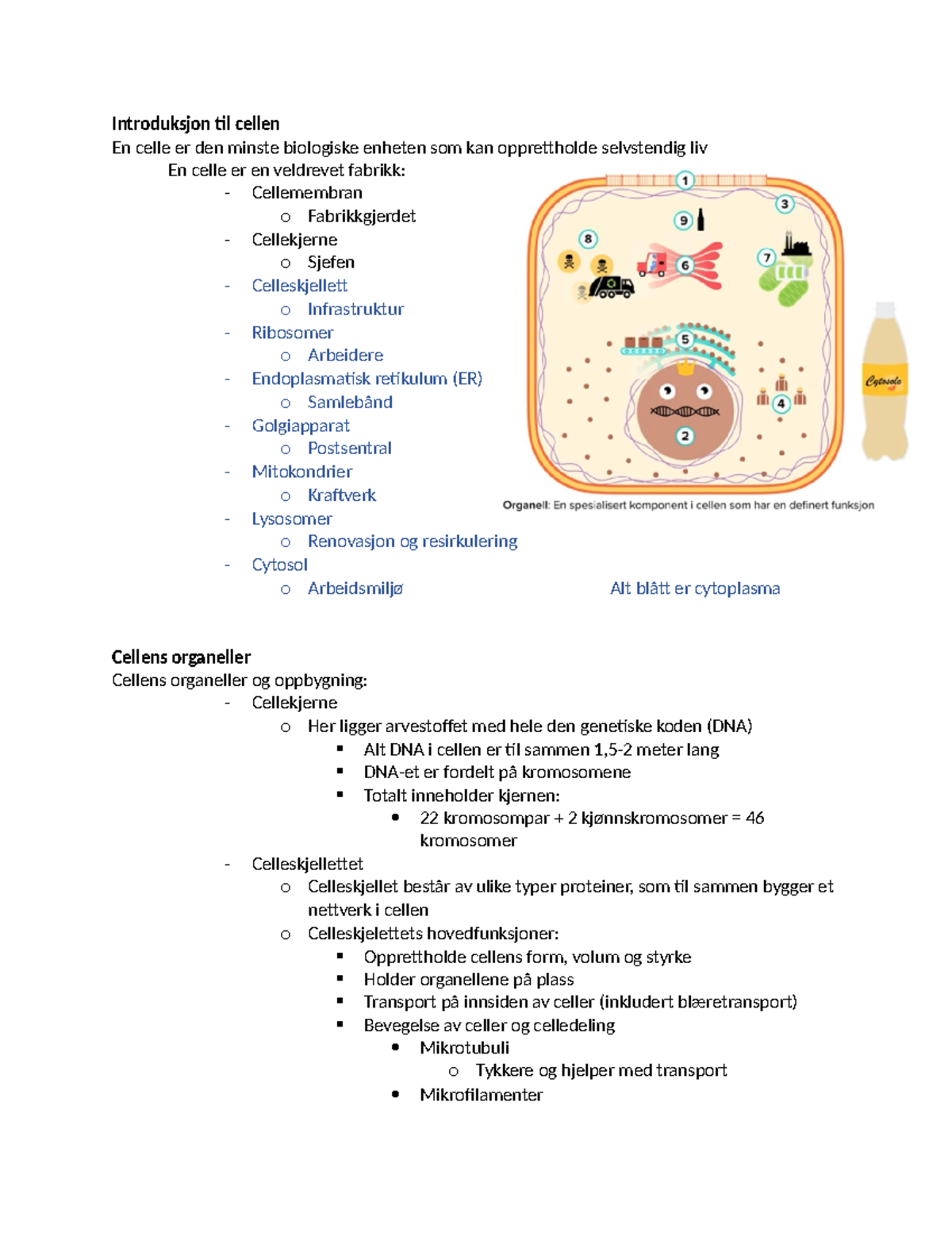 Cellebiologi medeasy - Introduksjon til cellen En celle er den minste biologiske enheten som kan ...