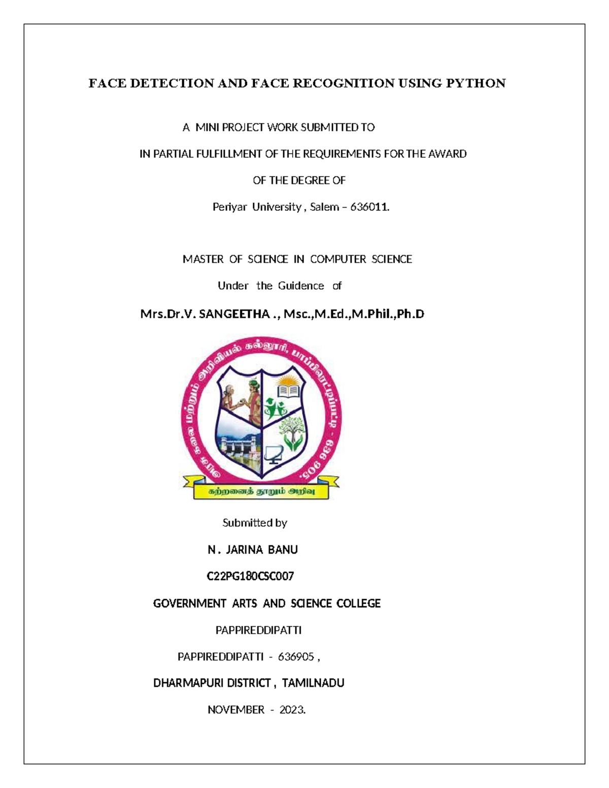 Mini project face detection - FACE DETECTION AND FACE RECOGNITION USING ...