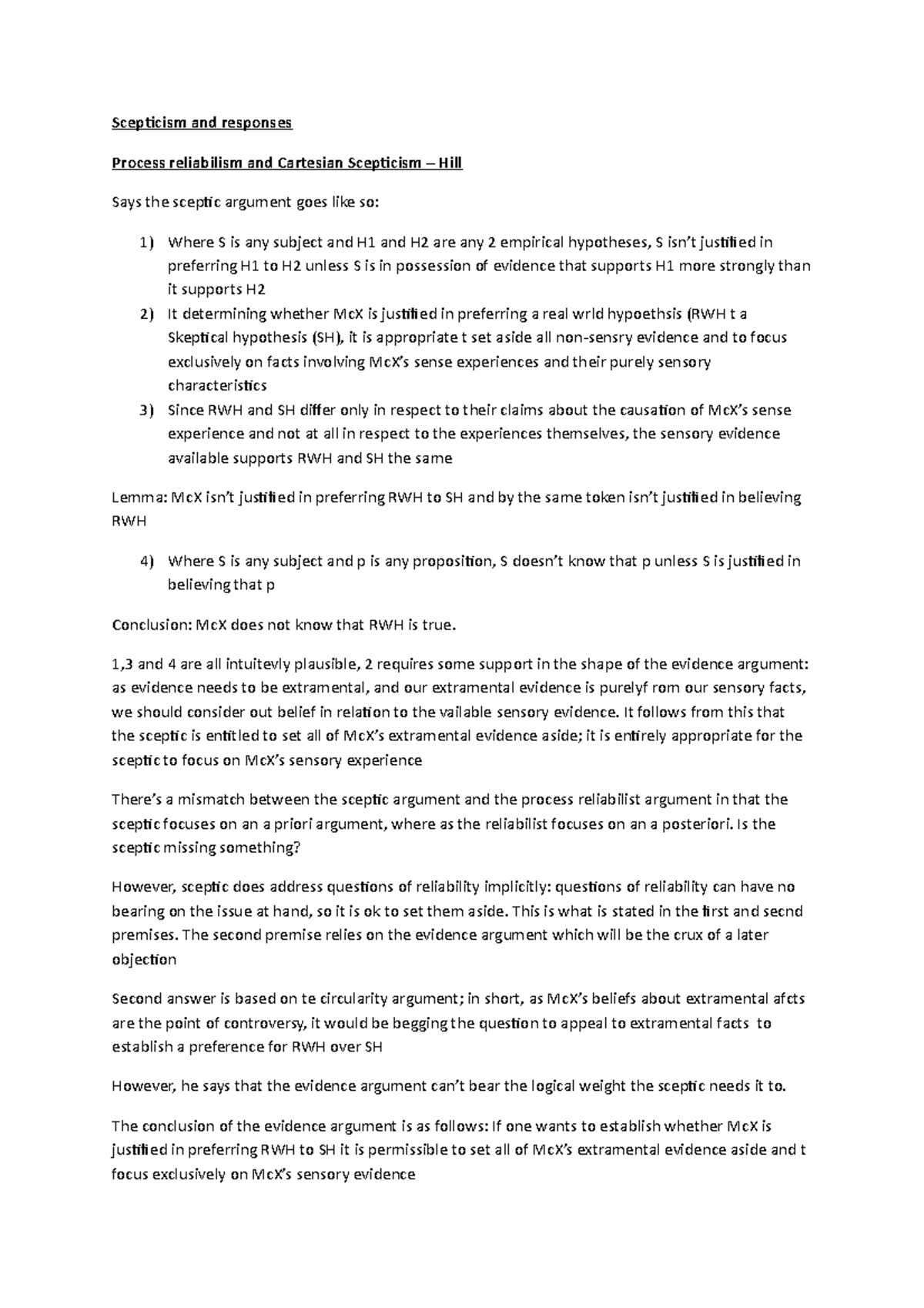 Scepticism and responses - Scepticism and responses Process reliabilism ...