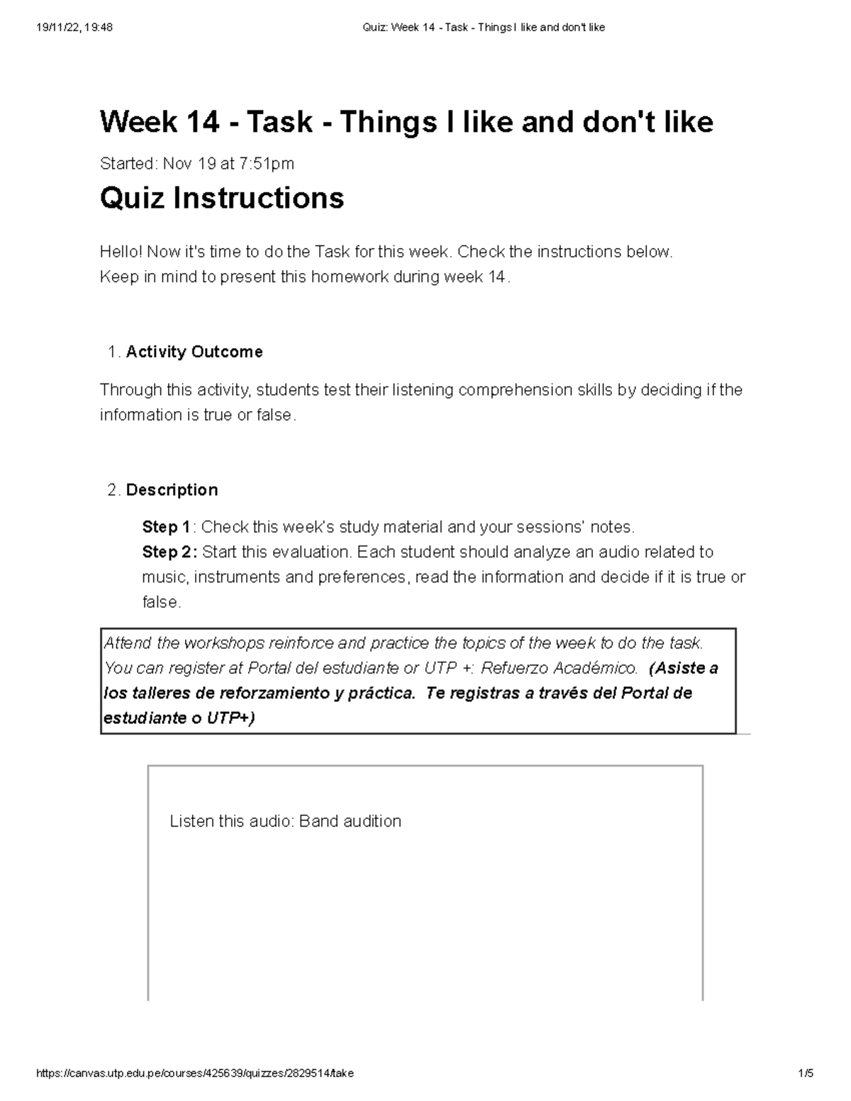 SWeek 14 - Task - Things I like and don't like1 - Check the ...