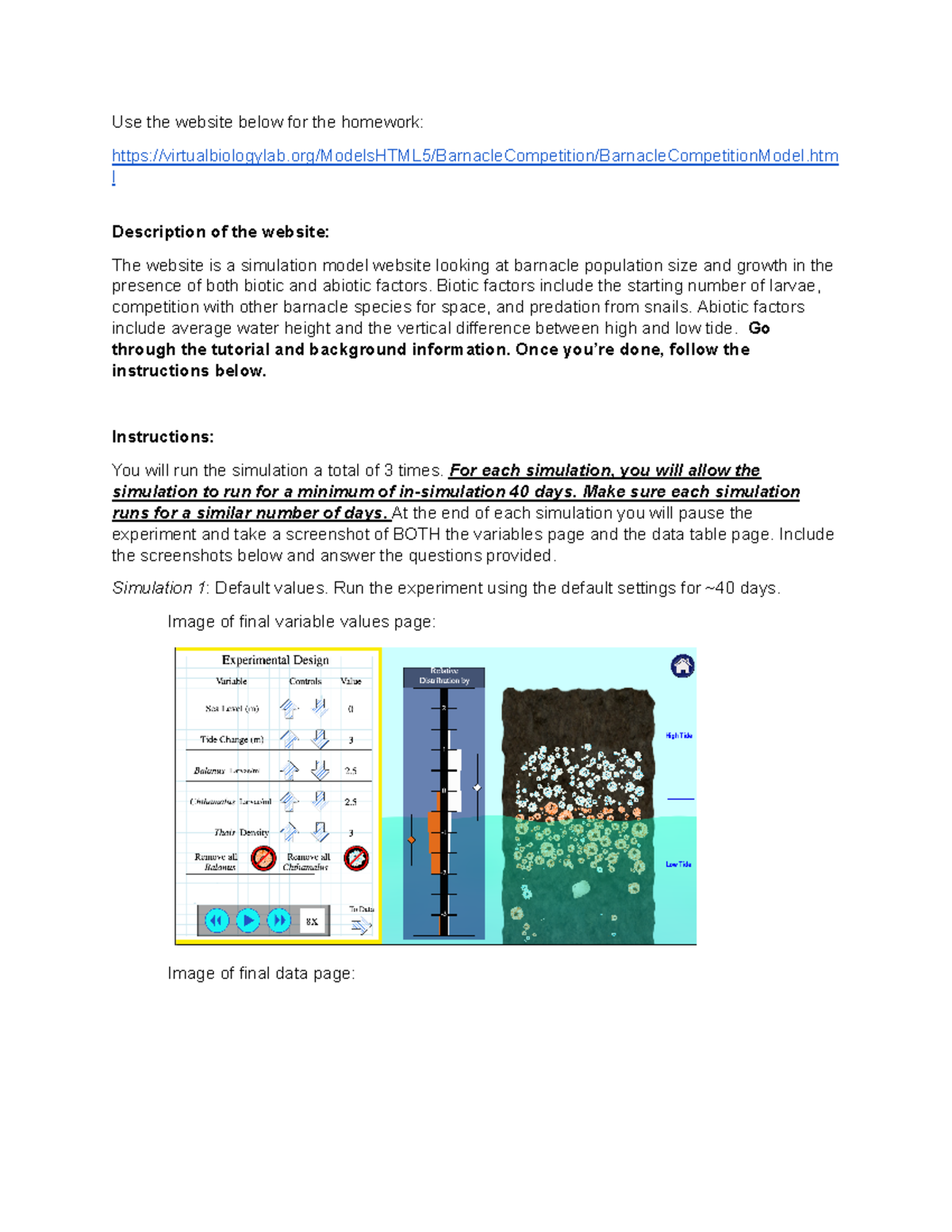 Worksheet bio - Virtual Biology Lab - Use the website below for the ...