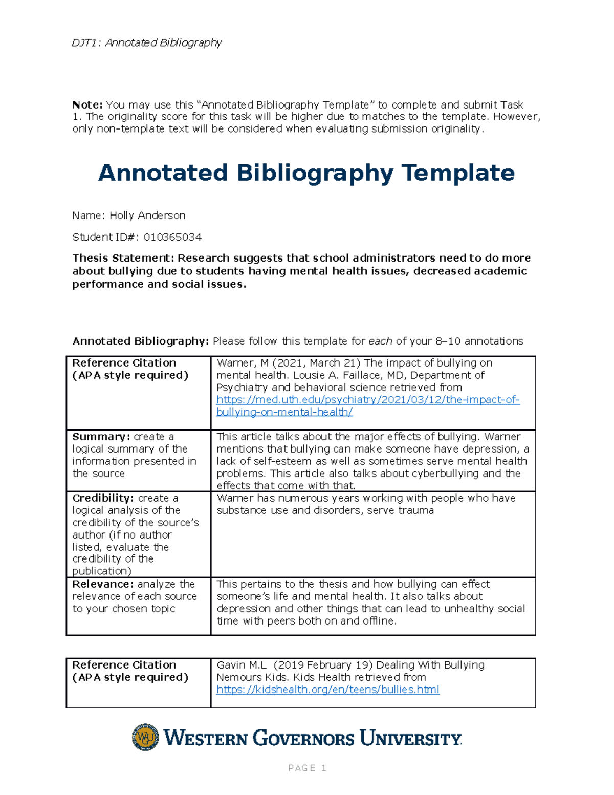English Annotated bib - annon bib - Note: You may use this “Annotated ...