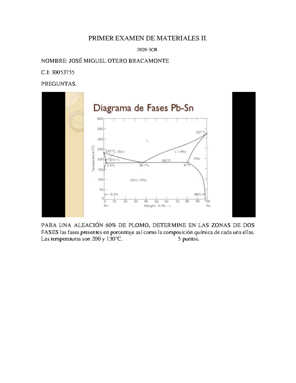 Primer Examen DE Materiales II José Miguel Otero CI 30053755 - PRIMER EXAMEN DE MATERIALES II ...