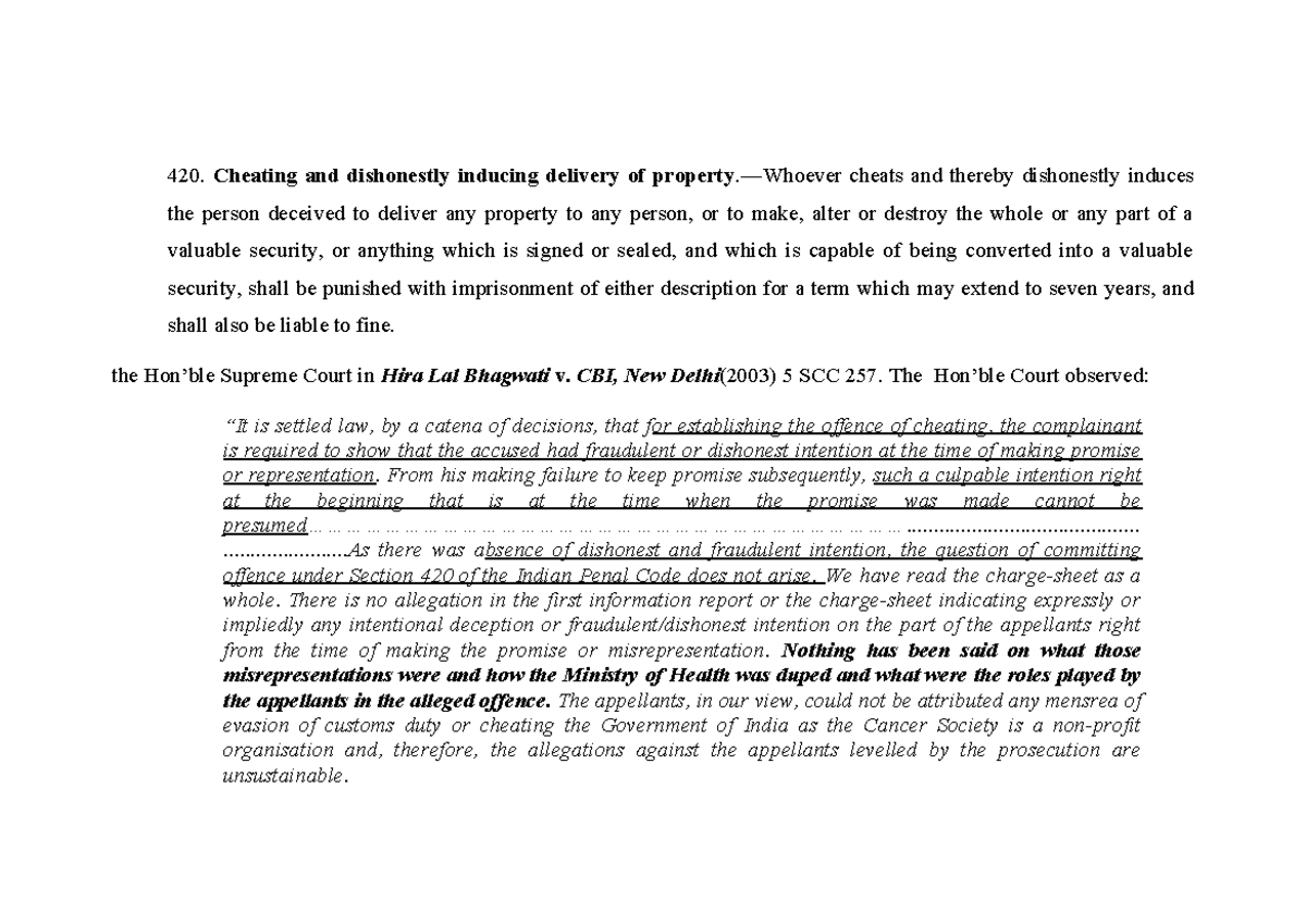 420 - you an see - Cheating and dishonestly inducing delivery of ...