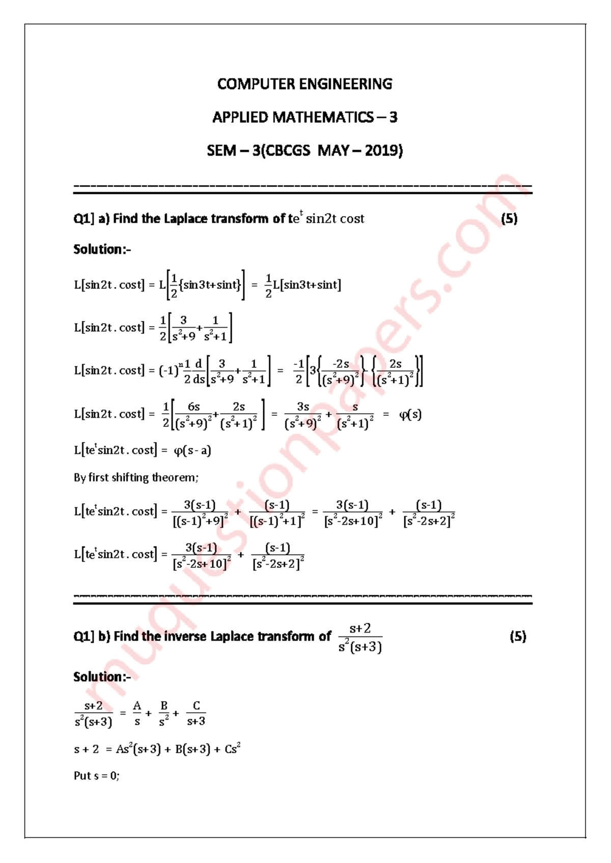 Be computer-engineering semester-3 2019 may applied-mathematics-iii ...