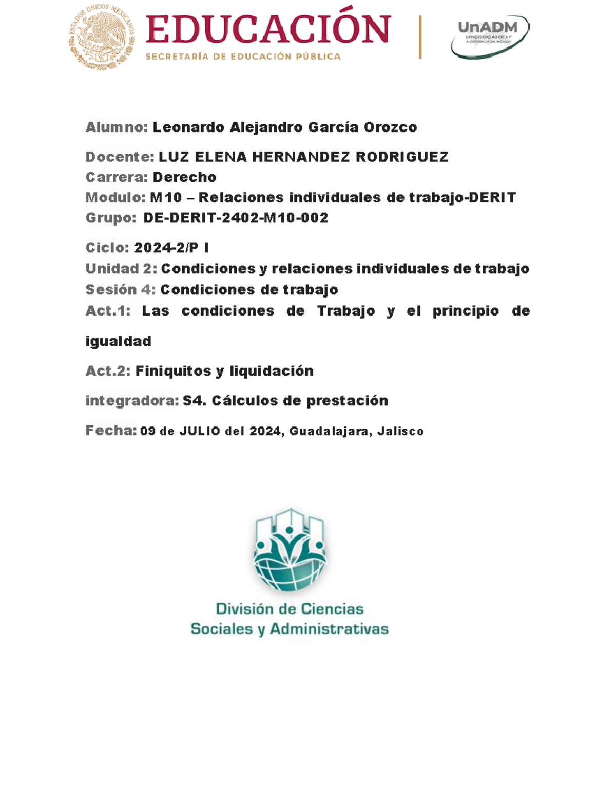 M10 U2 S4 LEGO - apoyo de tareas - Alumno: Leonardo Alejandro García ...