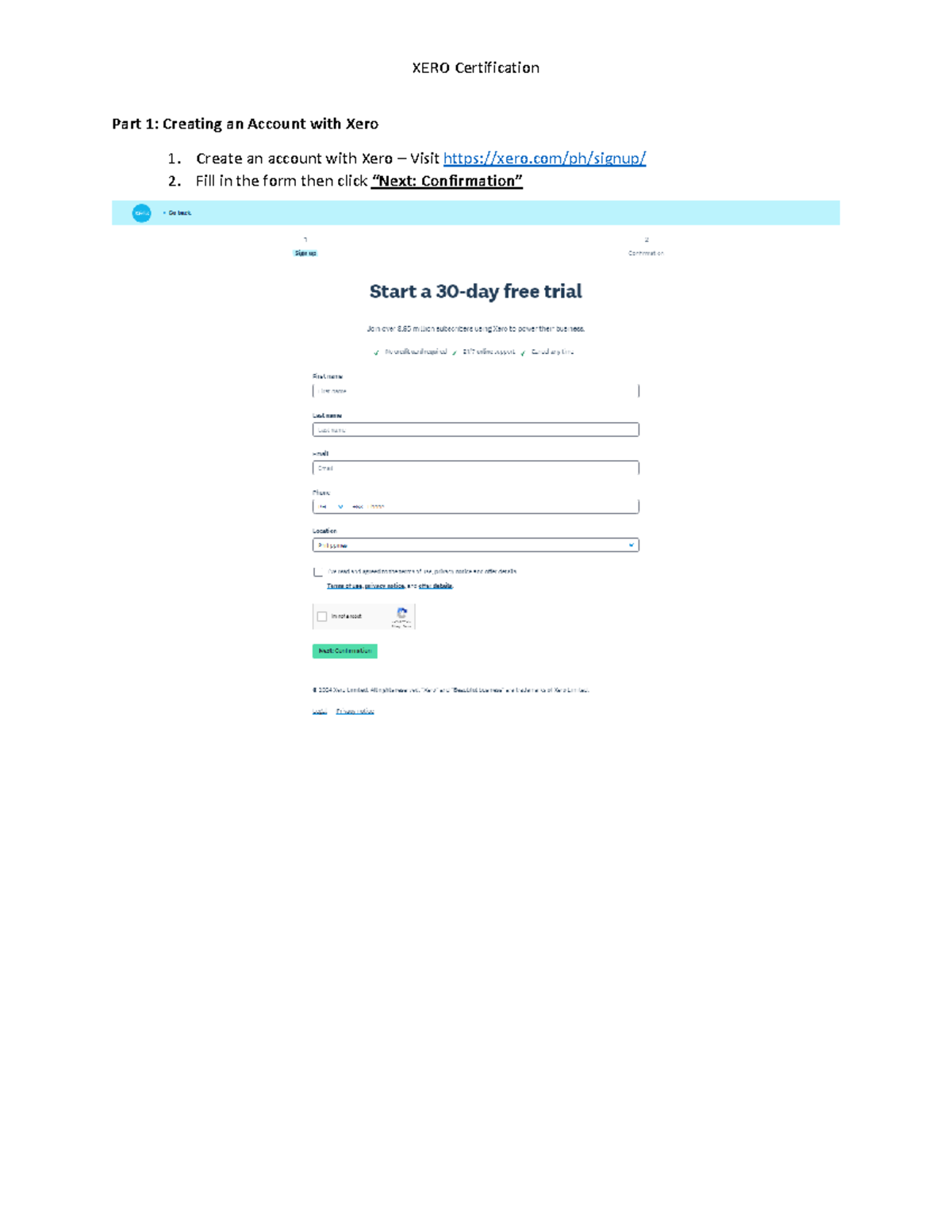 XERO Certification Step by Step instruction - Part 1: Creating an ...