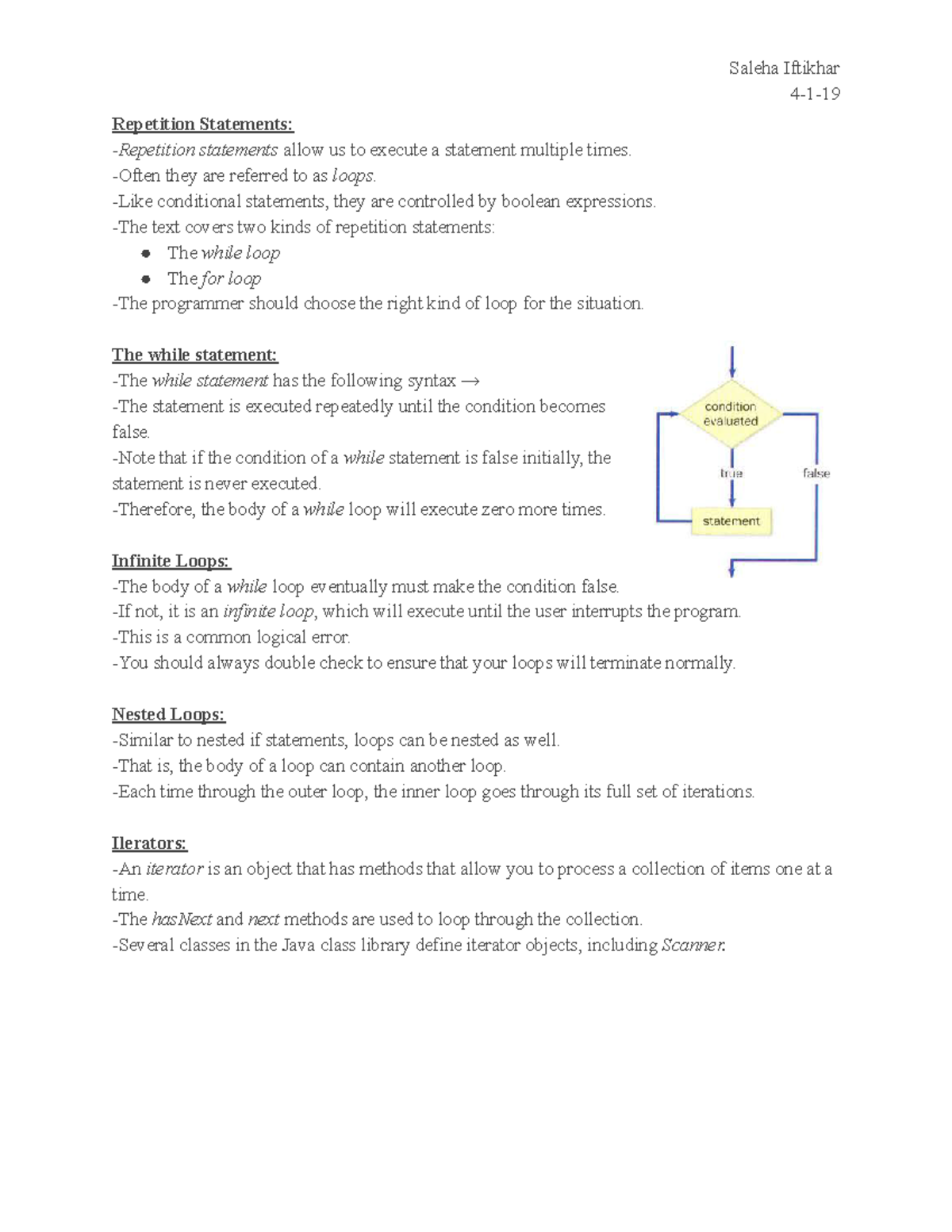 Java Chapter 3 Part 2 - Google Docs - Saleha Iftikhar 4-1- Repetition Statements: Repetition ...