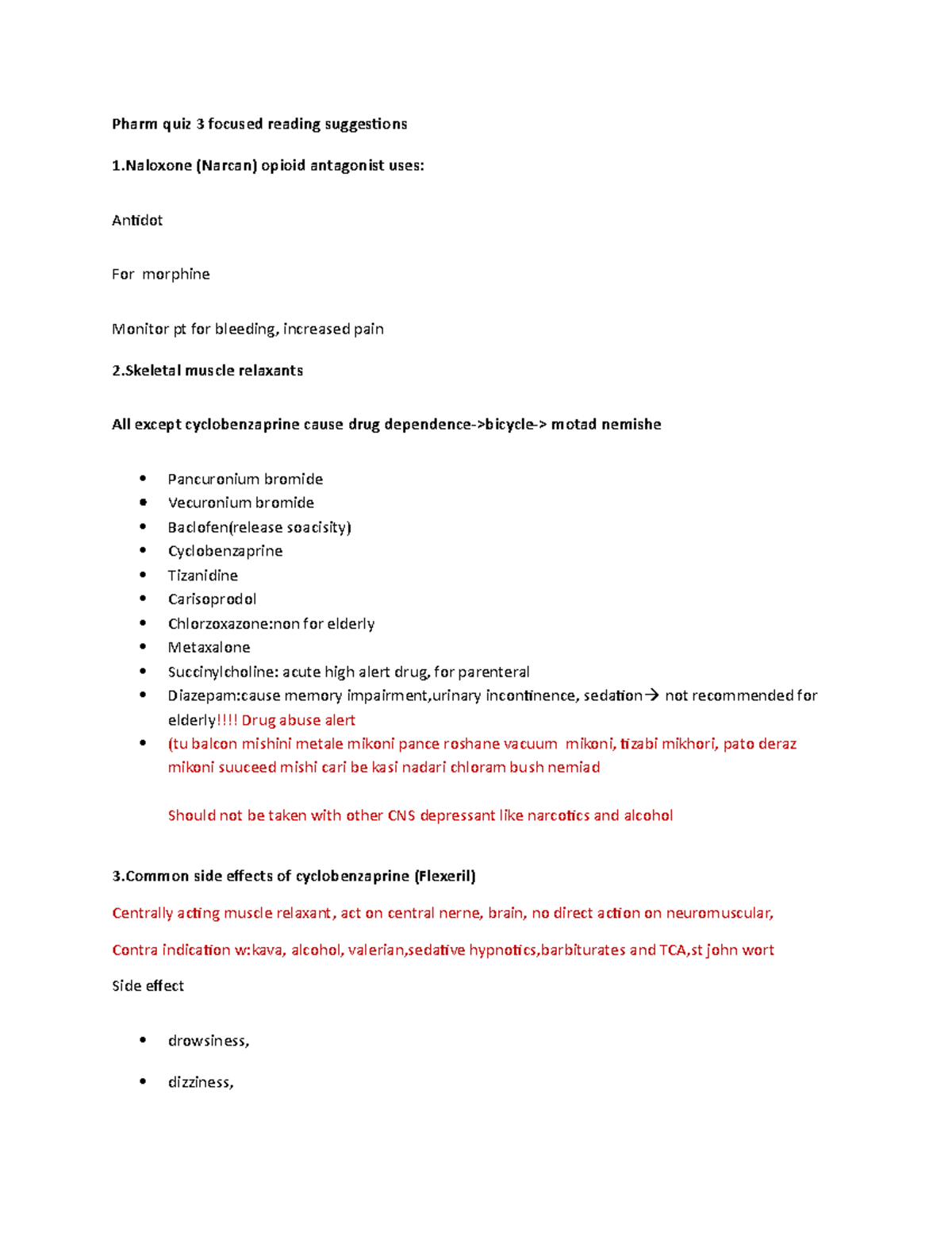Pharm quiz 3 focused reading suggestions - Pharm quiz 3 focused reading ...