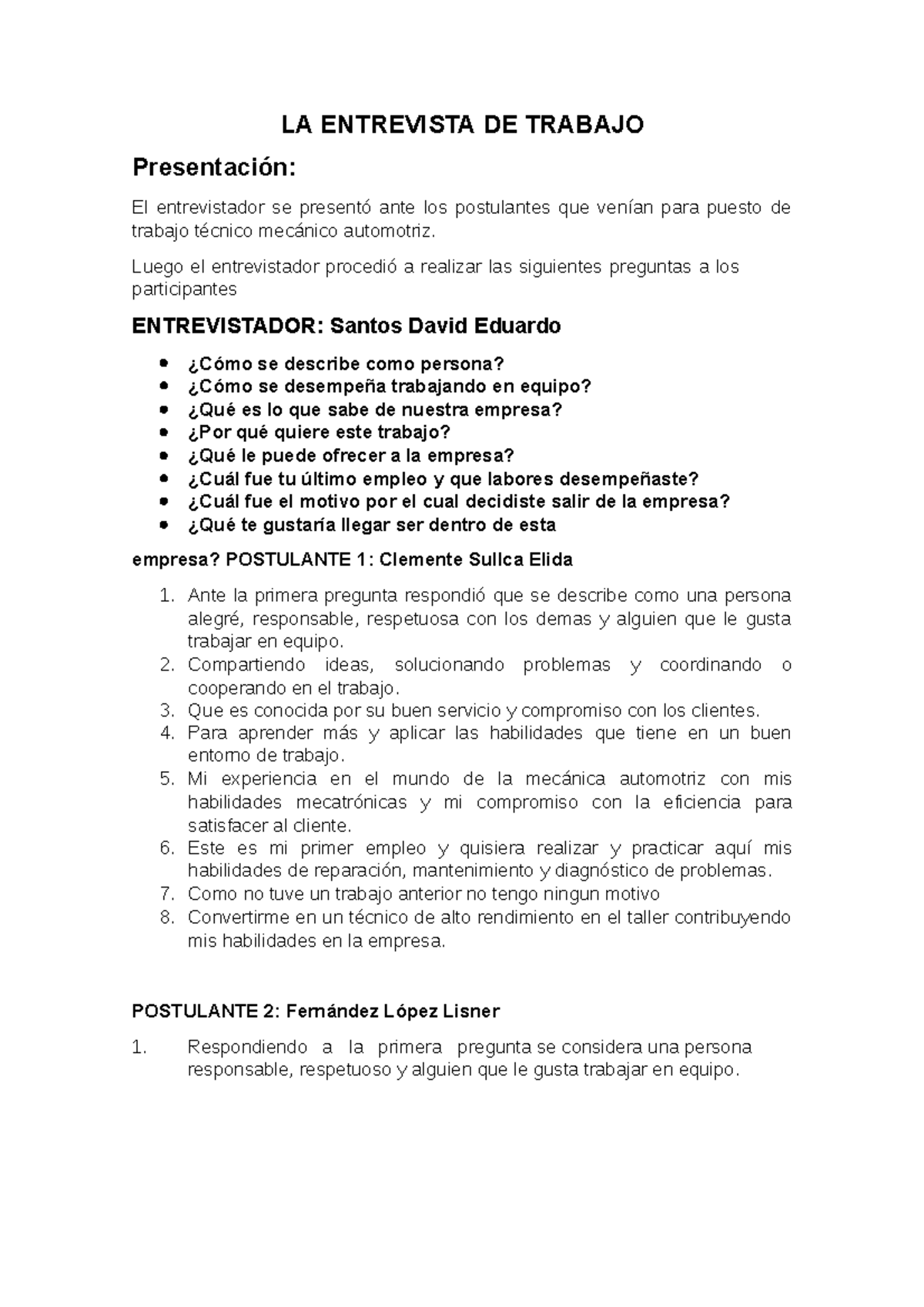 LA Entrevista DE Trabajo Grupo 2 - LA ENTREVISTA DE TRABAJO ...