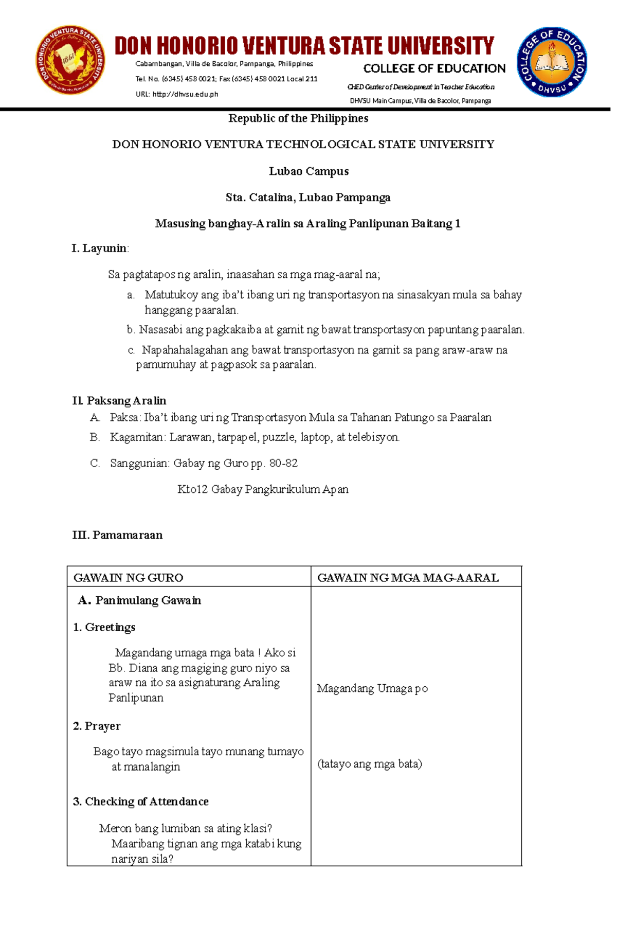 FD- Jenjen - Summary BEED Gen Ed - Cabambangan, Villa de Bacolor ...