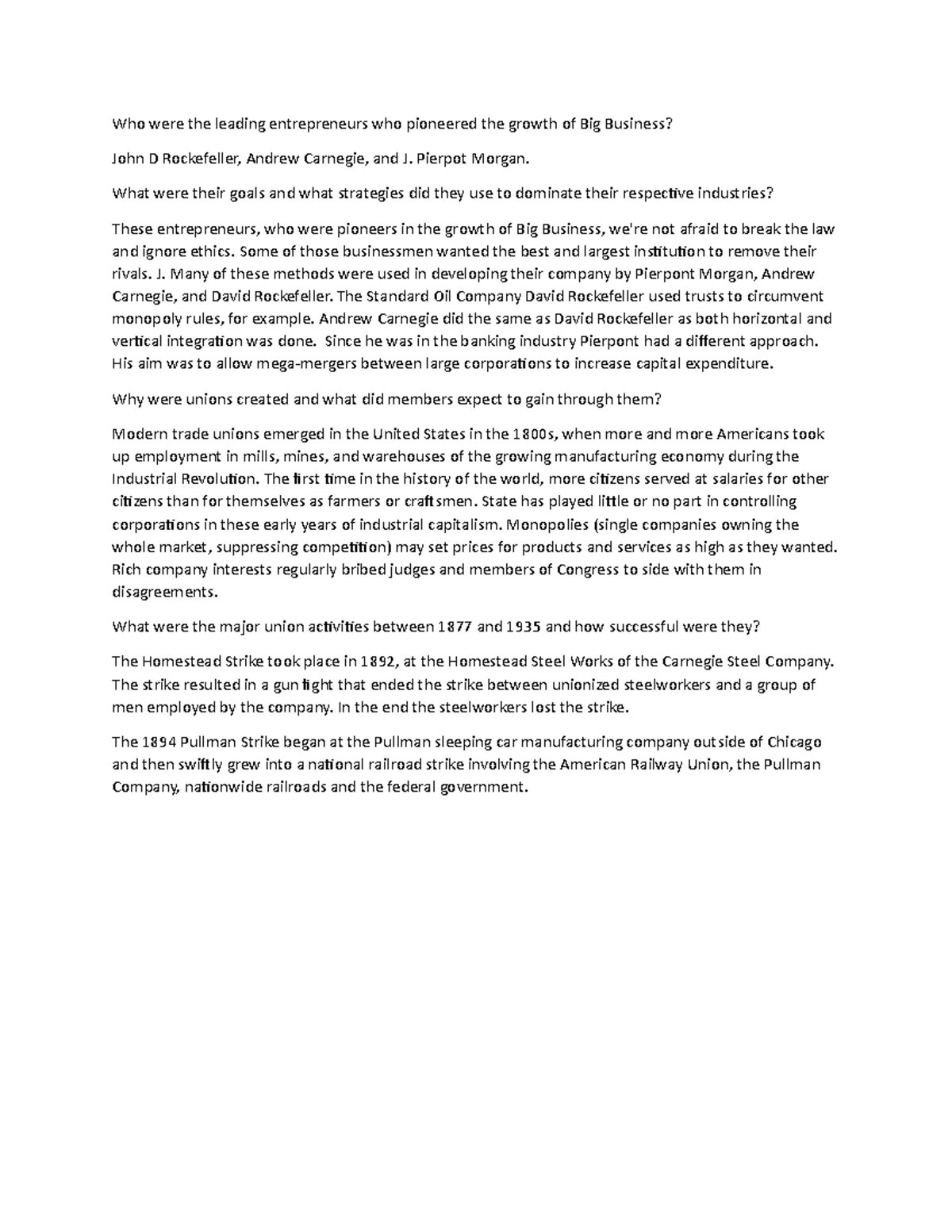 3- The Growth of Big Business - Who were the leading entrepreneurs who ...