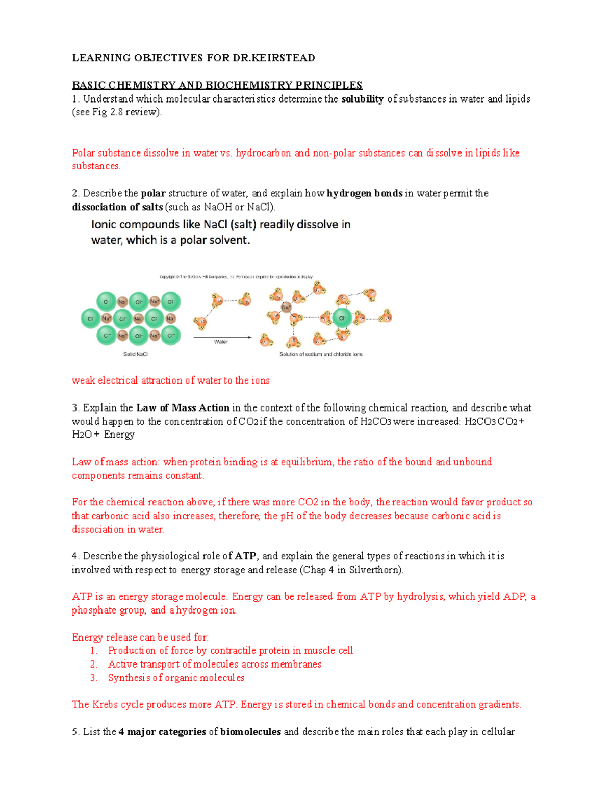EXAM1 Learningobjectives - LEARNING OBJECTIVES FOR DR BASIC CHEMISTRY ...