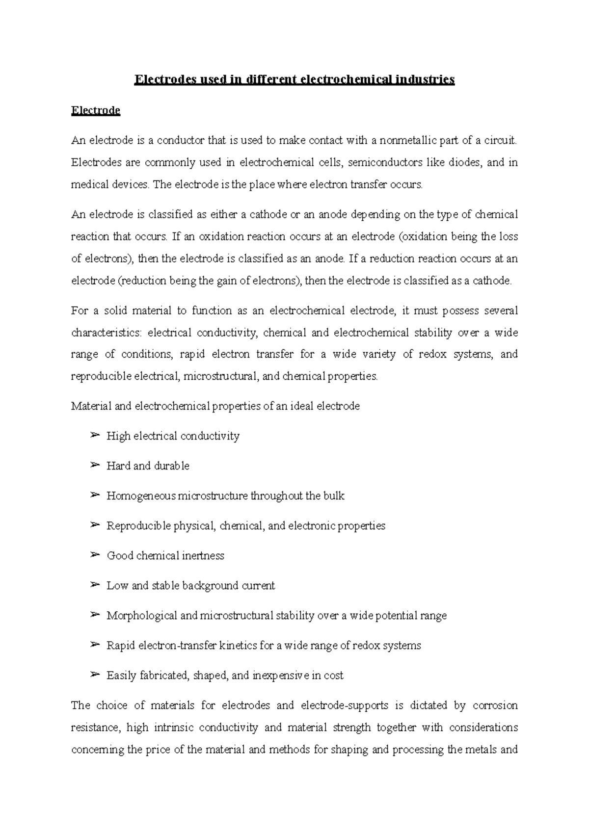 1 Electrode Introduction Electrodes Used In Different