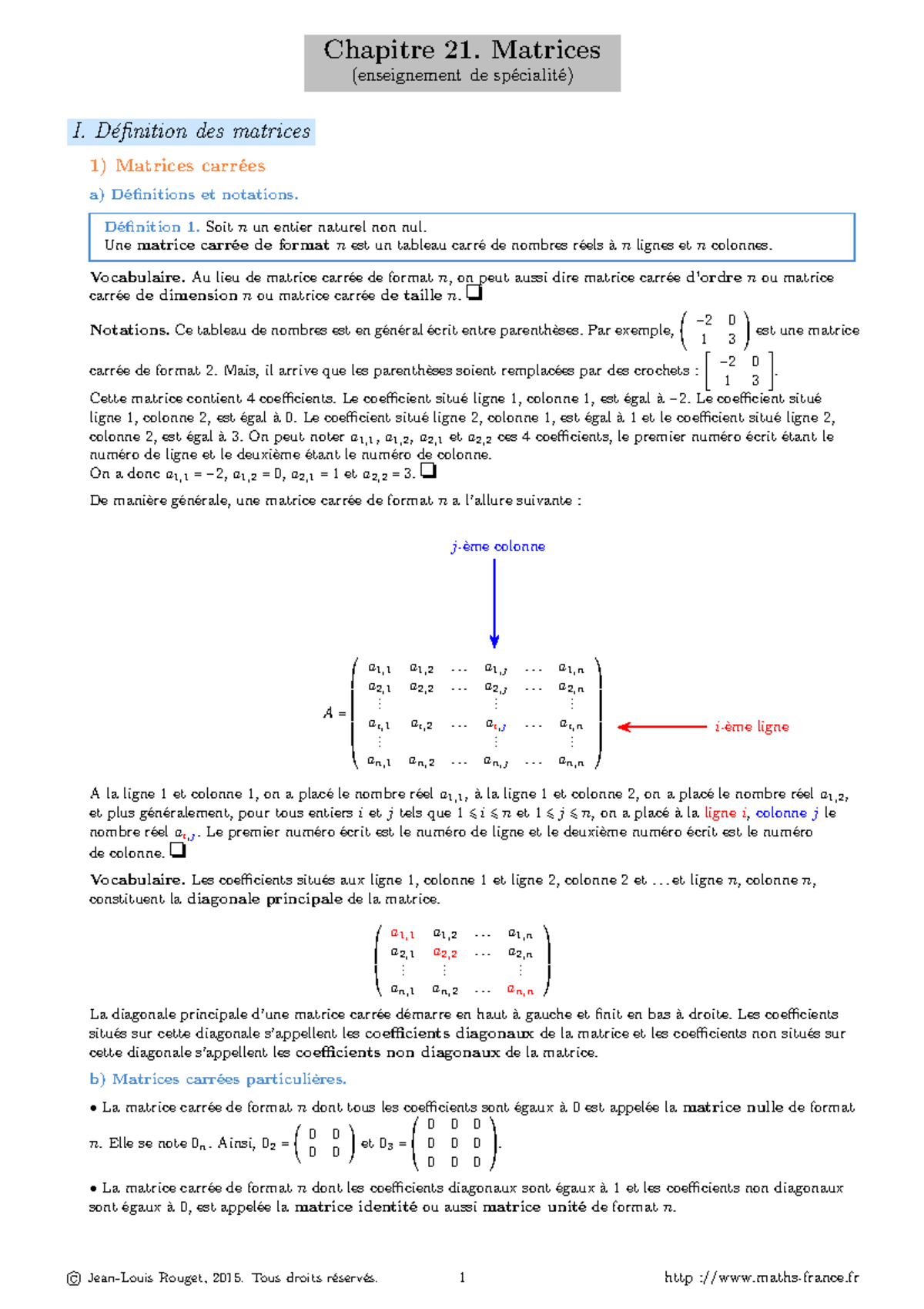 21-matrices - MATRICES - Chapitre 21. Matrices (enseignement de ...
