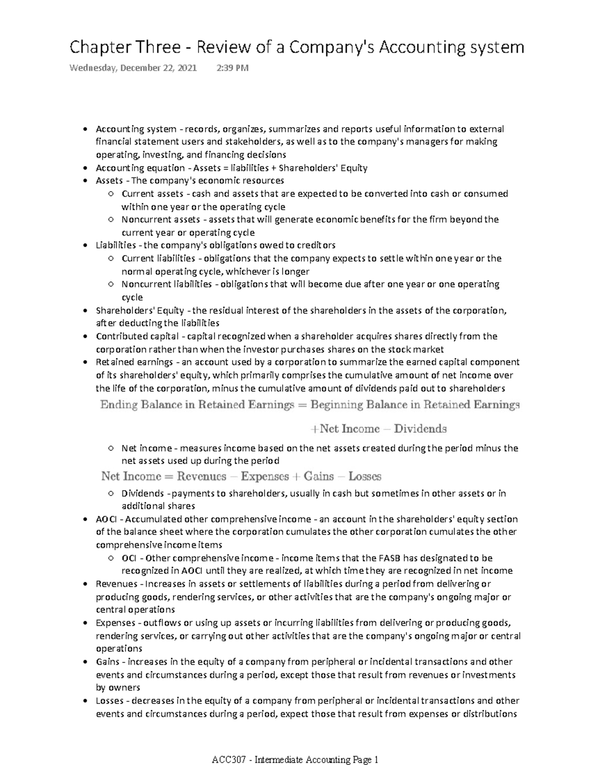 Chapter Three Notes - The Review of a Company's Accounting System ...