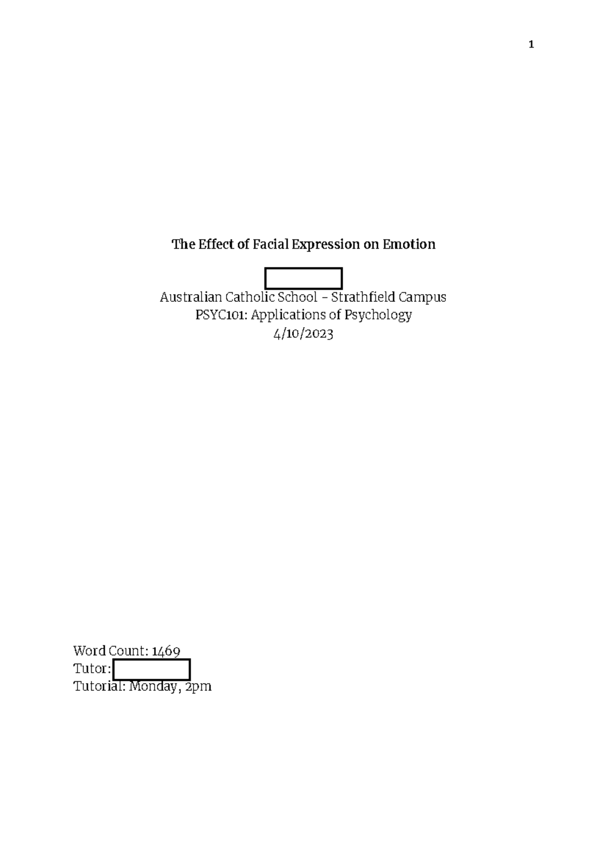 The Effect of Facial Expression on Emotion - Psych 101 - The Eect of ...