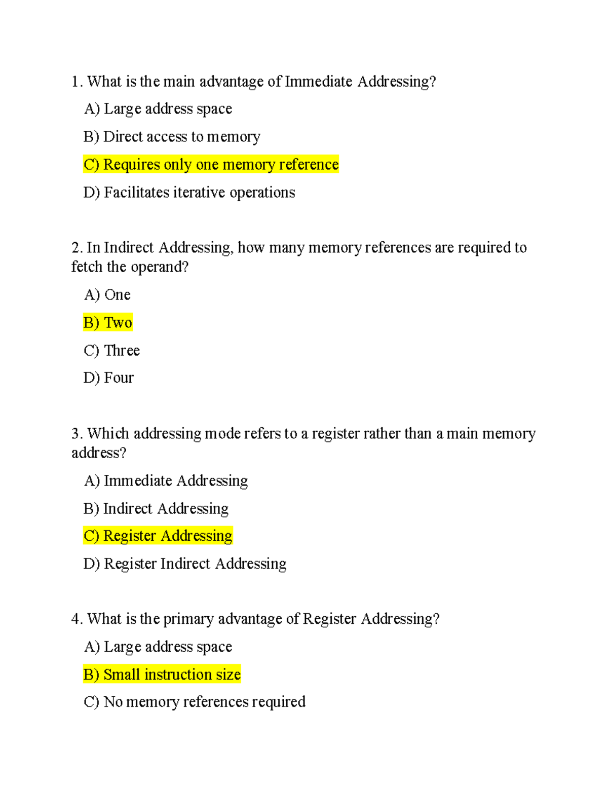 Chap 13 - chap13 - What is the main advantage of Immediate Addressing ...