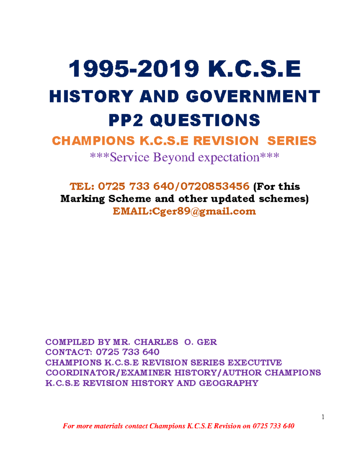 History K.C.S.E PP2- Questions Updated 2 - 1 1995-2019 K.C.S HISTORY ...