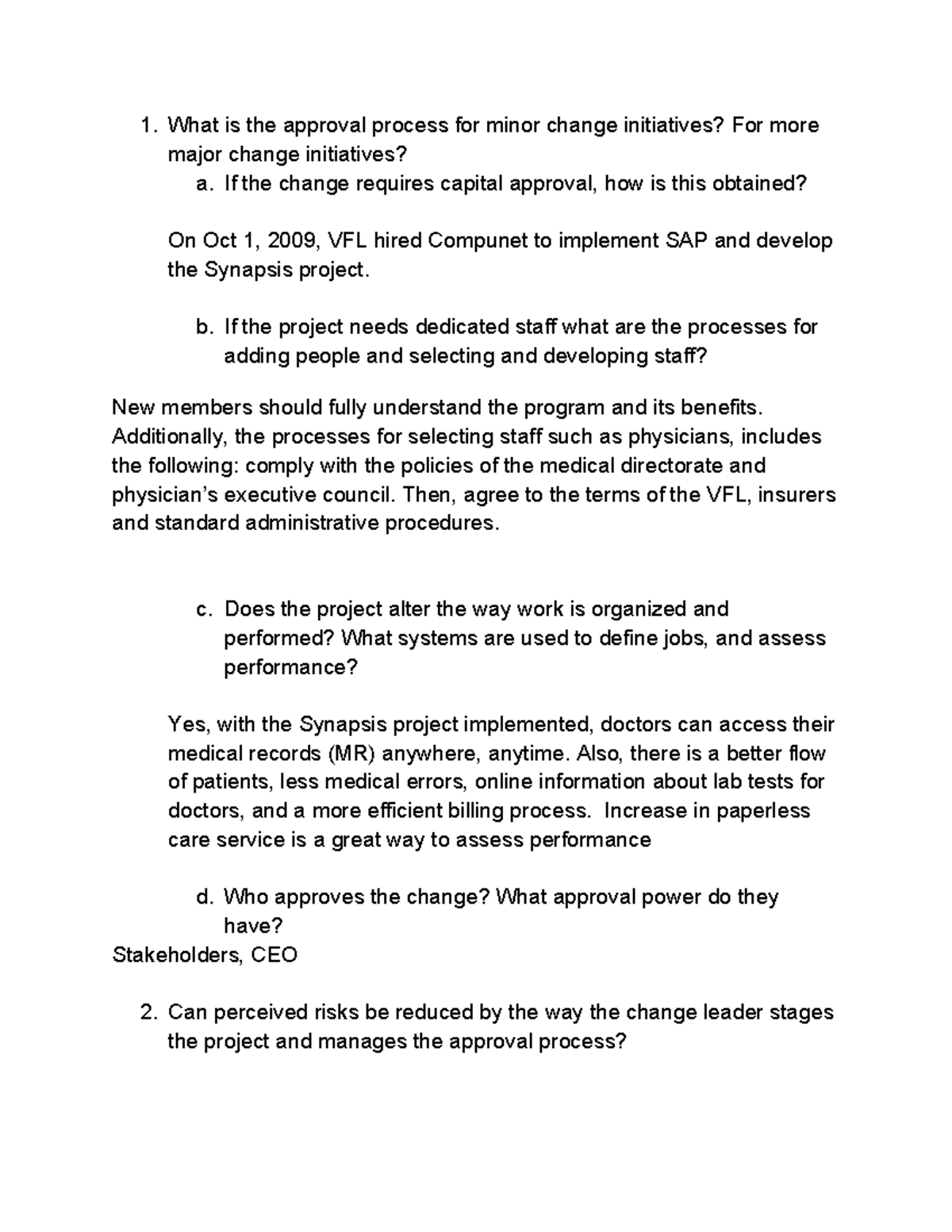 Approval Change - Group project after the implement of SAP in hospitals ...