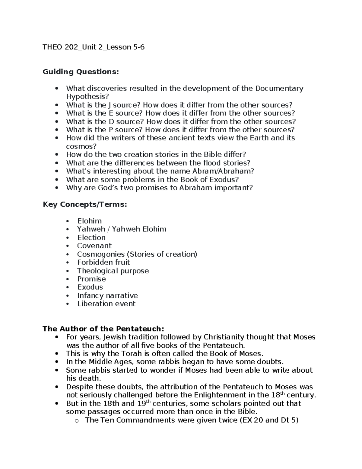 THEO 202 Unit2 5-6 - Class notes - THEO 202_Unit 2_Lesson 5- Guiding ...