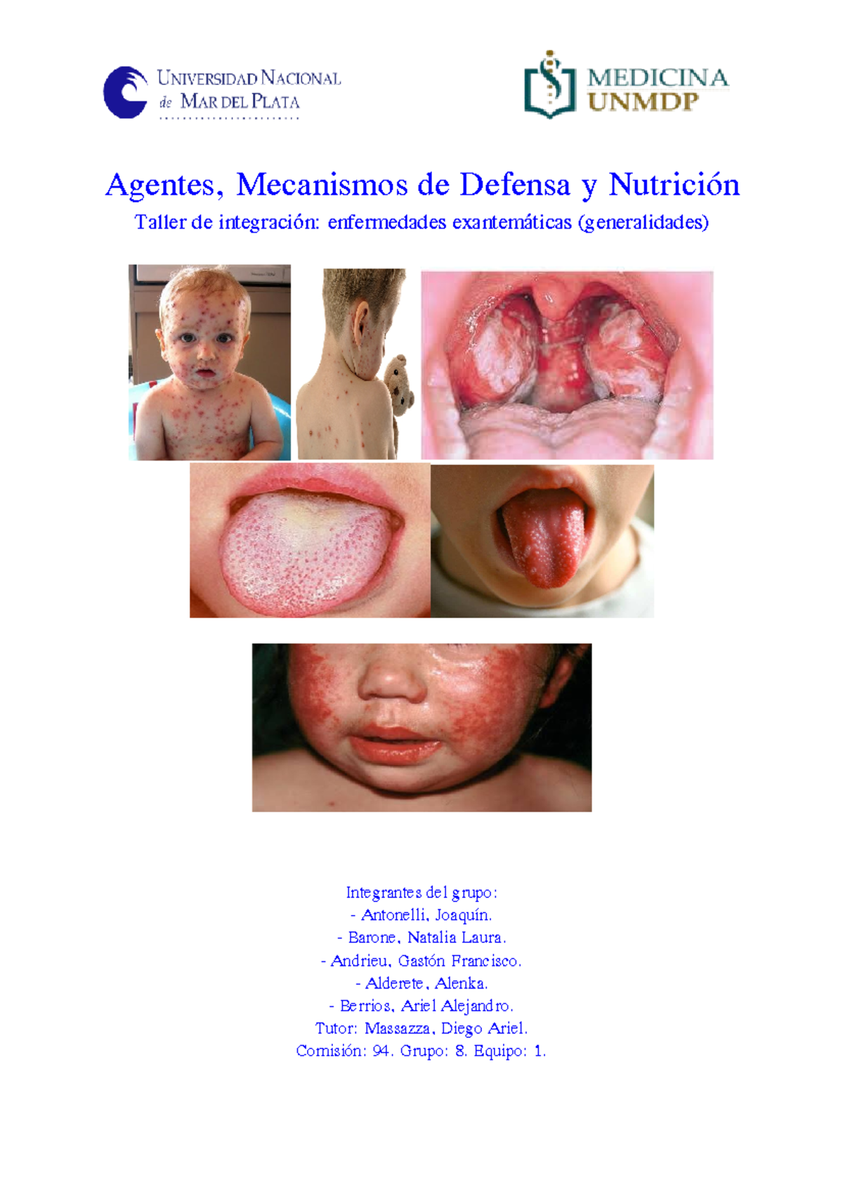 Enfermedades exantemáticas (taller de integración 2021) - Agentes ...