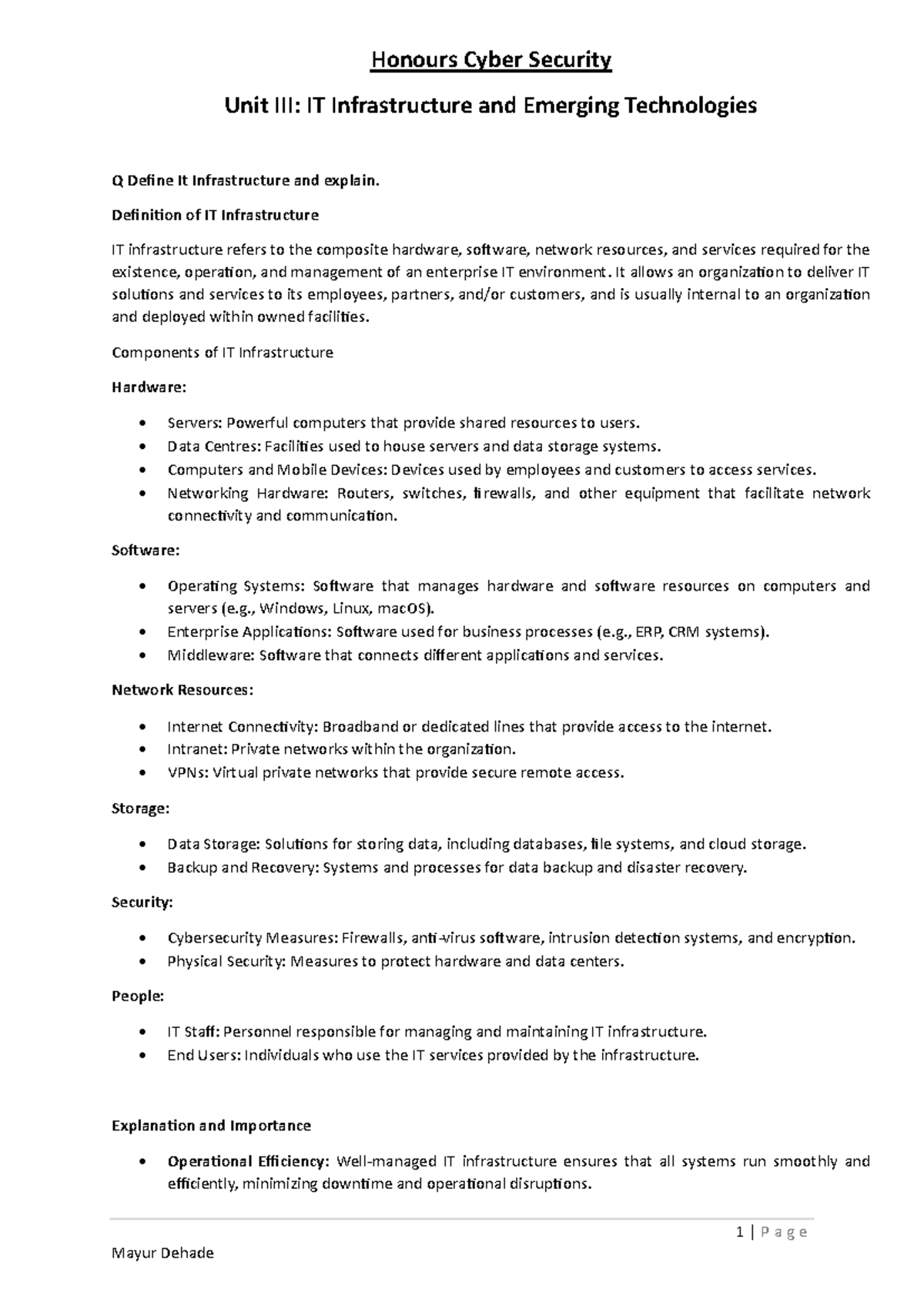 Honours Cyber Security information security management - 1 | P a g e Honours Cyber Security Unit ...