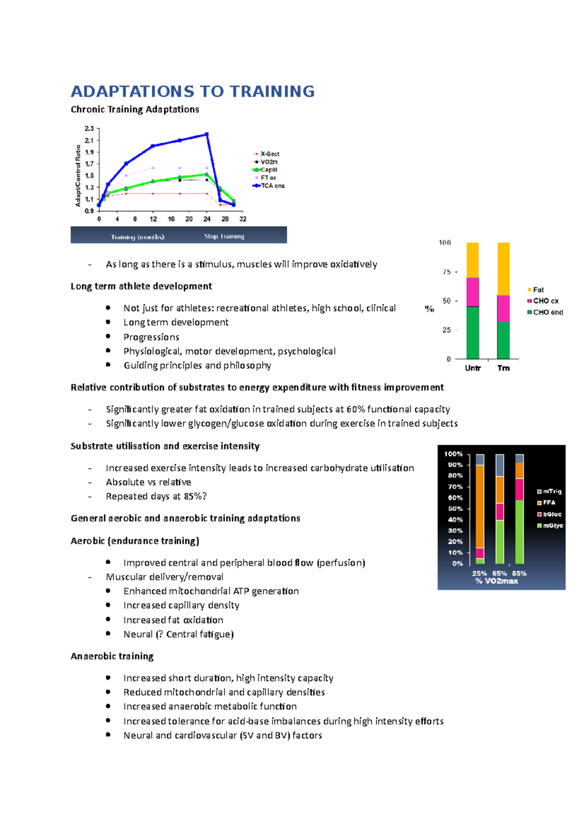 KIN 320- Adaptations to training - ADAPTATIONS TO TRAINING Chronic ...