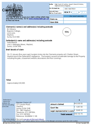 Exemplar of a Directions Questionnaire (Form N181) - 1 Under the Civil ...
