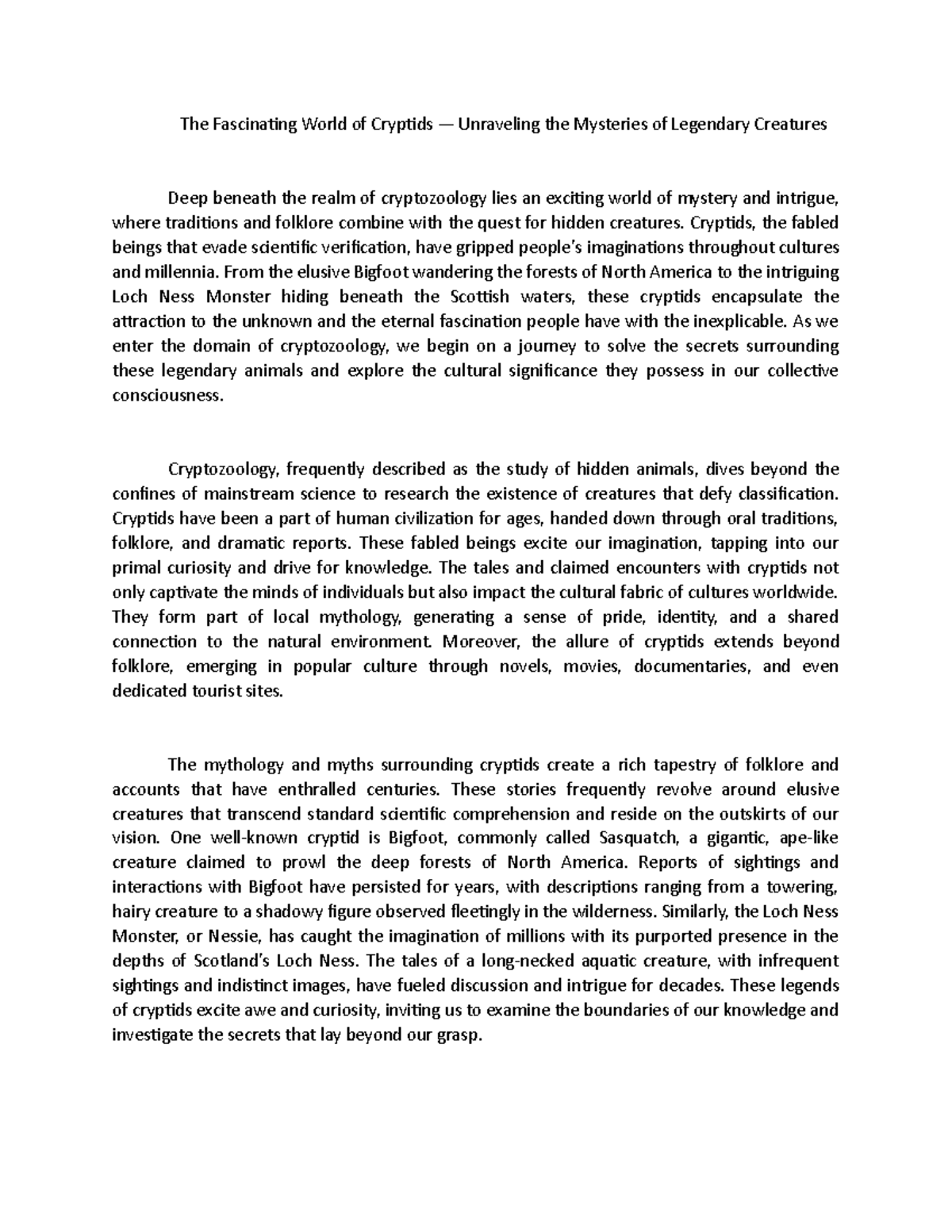 The Fascinating World of Cryptids - Unraveling the Mysteries of ...