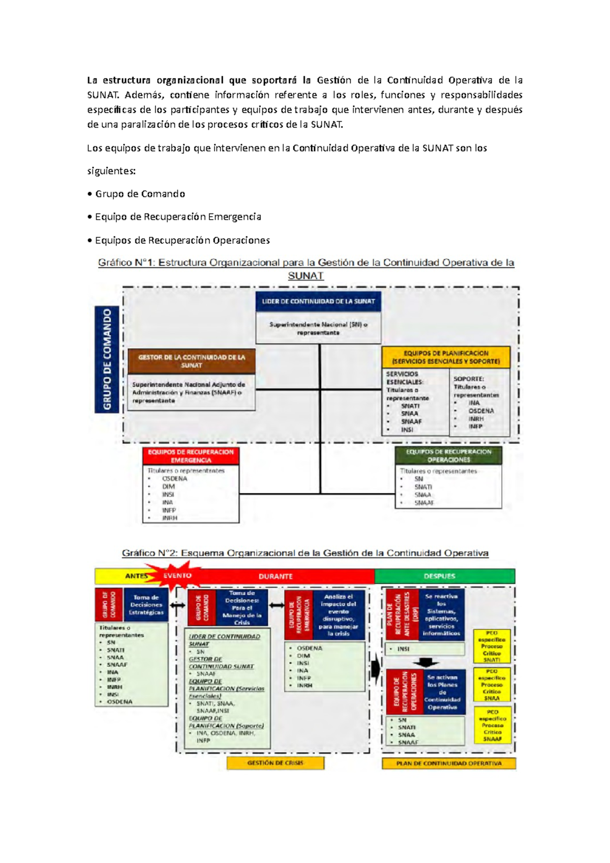 La estructura organizacional que soportará la Gestión Operativa de la ...