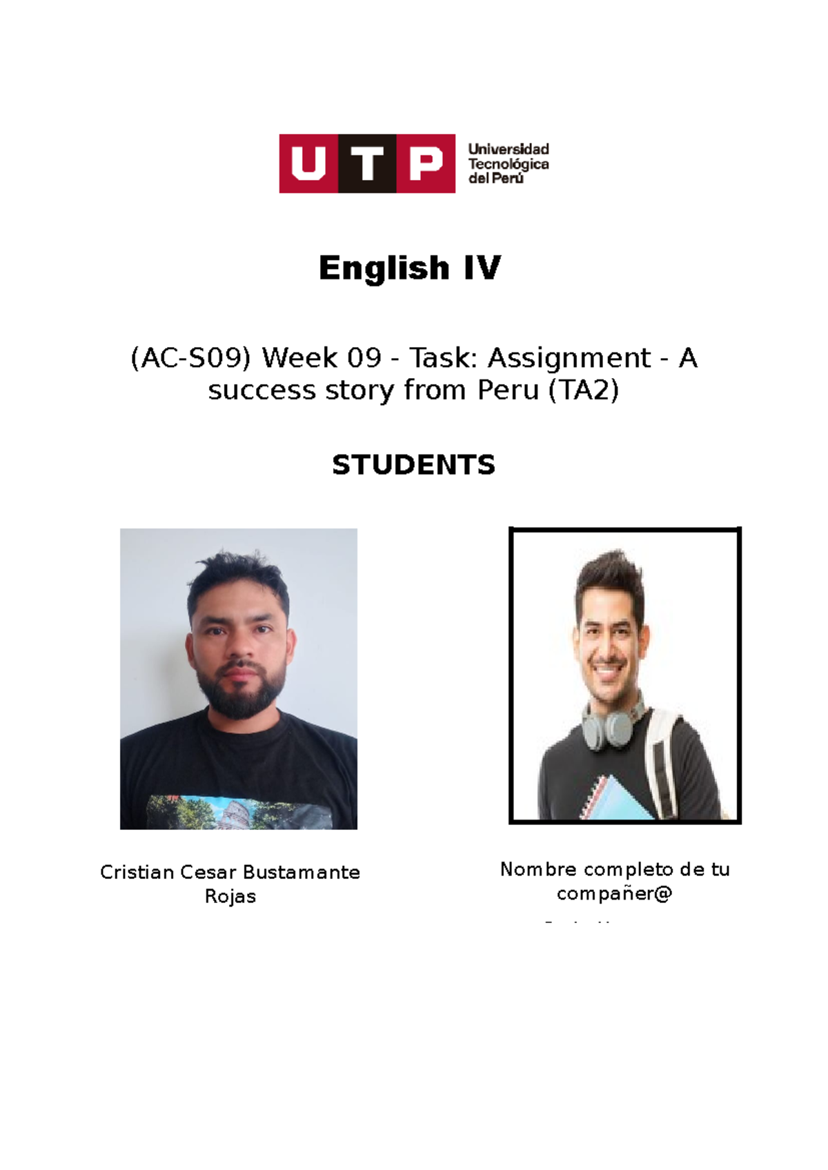 Semana 09 - English IV (AC-S09) Week 09 - Task: Assignment - A success story from Peru (TA2 ...