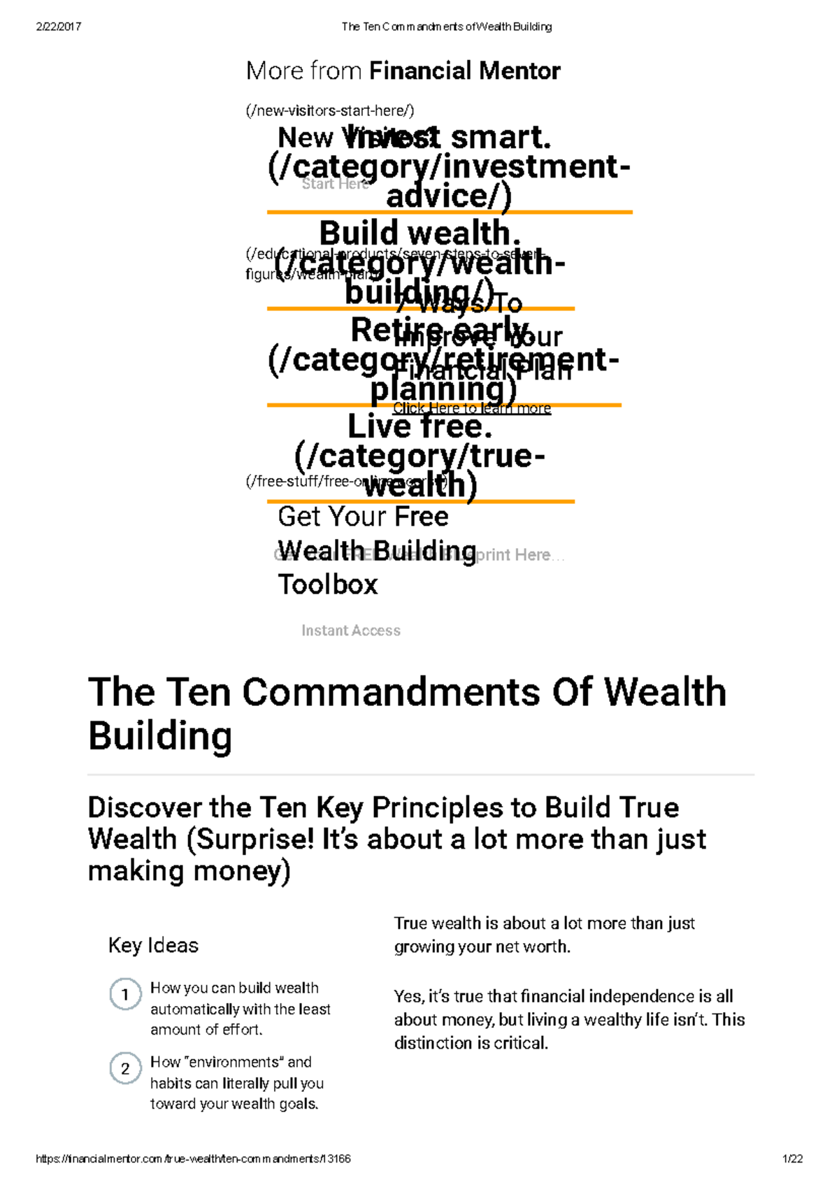 01 The Ten Commandments of Wealth Building - Invest smart. (/category ...