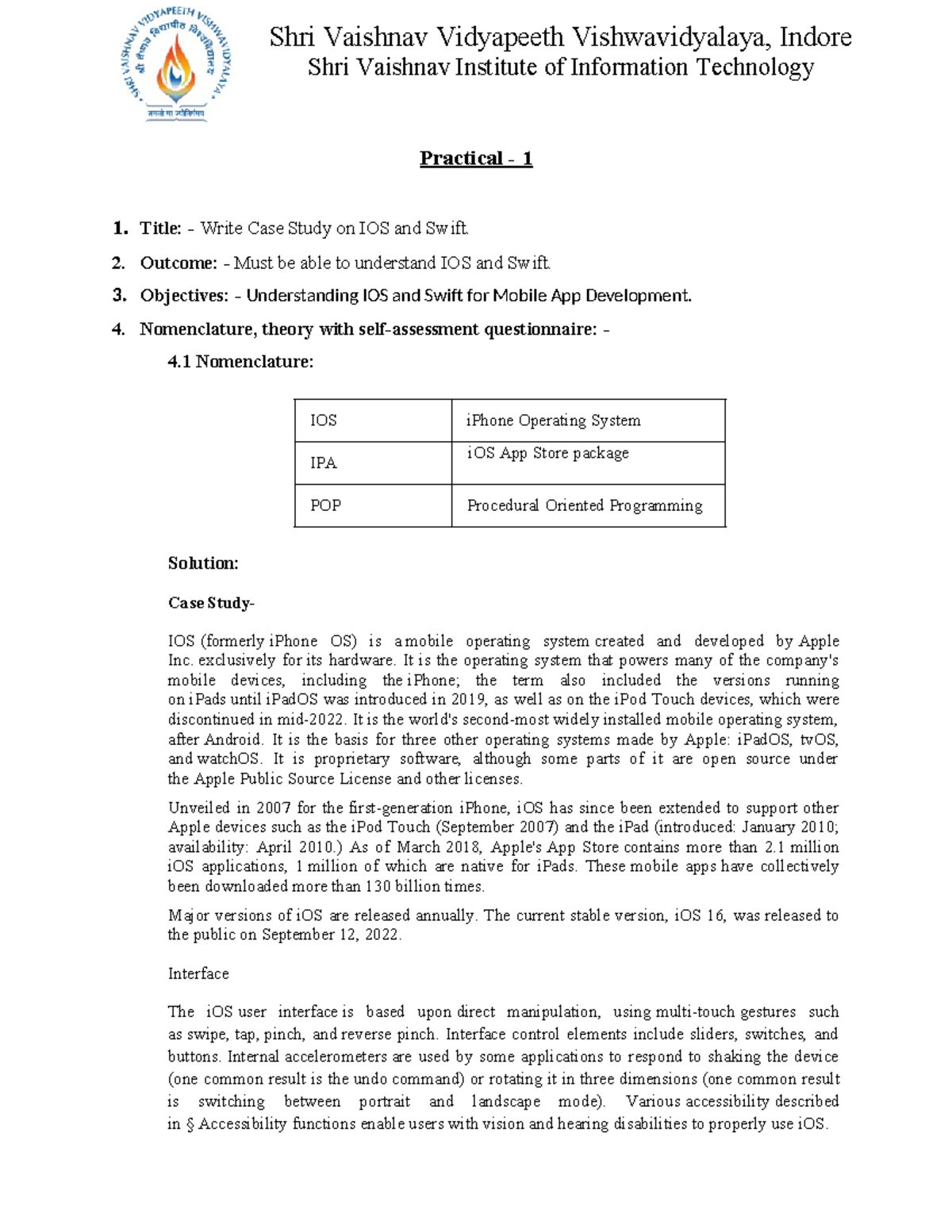 Swift Programming - Mobile App development - Android Lab - Shri ...