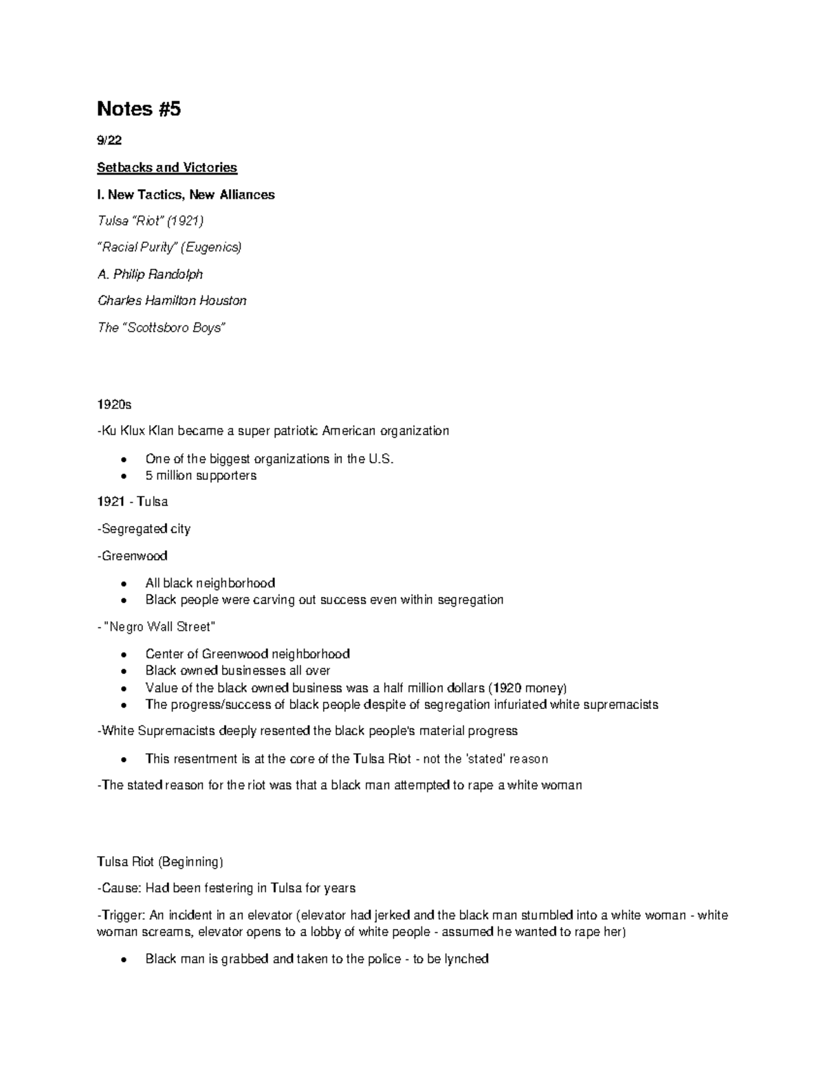 Notes #5 - Setbacks and Victories - Notes 9/ Setbacks and Victories I ...