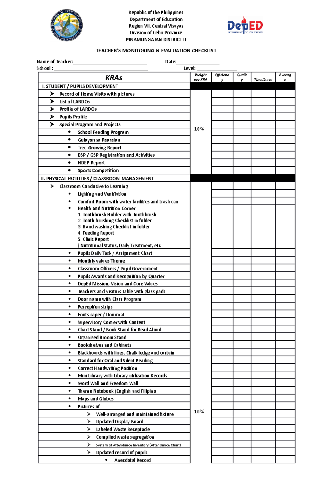Evaluation-Checklist - Republic of the Philippines Department of ...