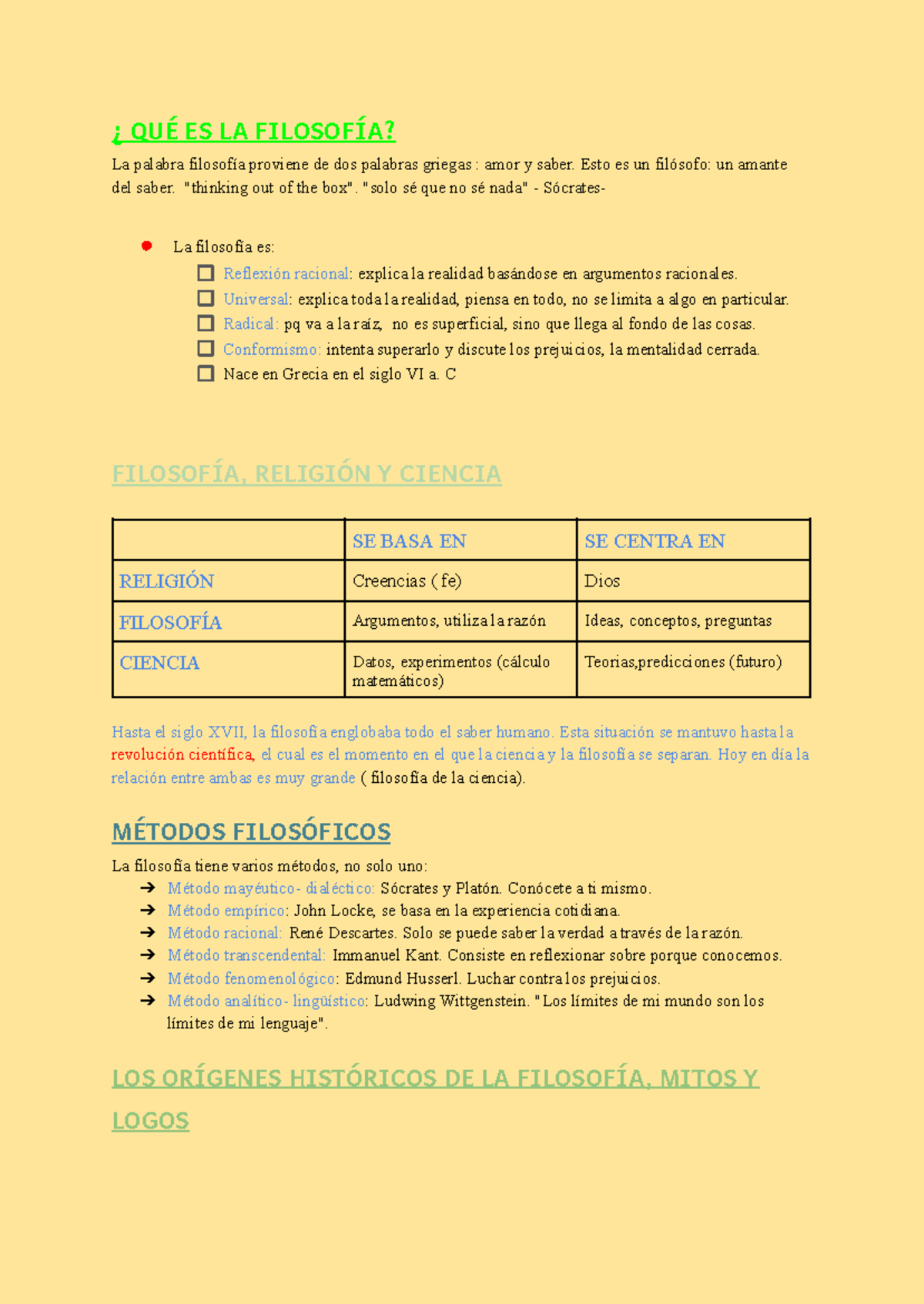 Resumen FilosofíA - Apuntes - ¿ QUÉ ES LA FILOSOFÍA? La palabra ...