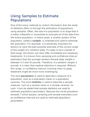 [Solved] Discuss how you will use estimation and confidence intervals - Applied Statistics ...