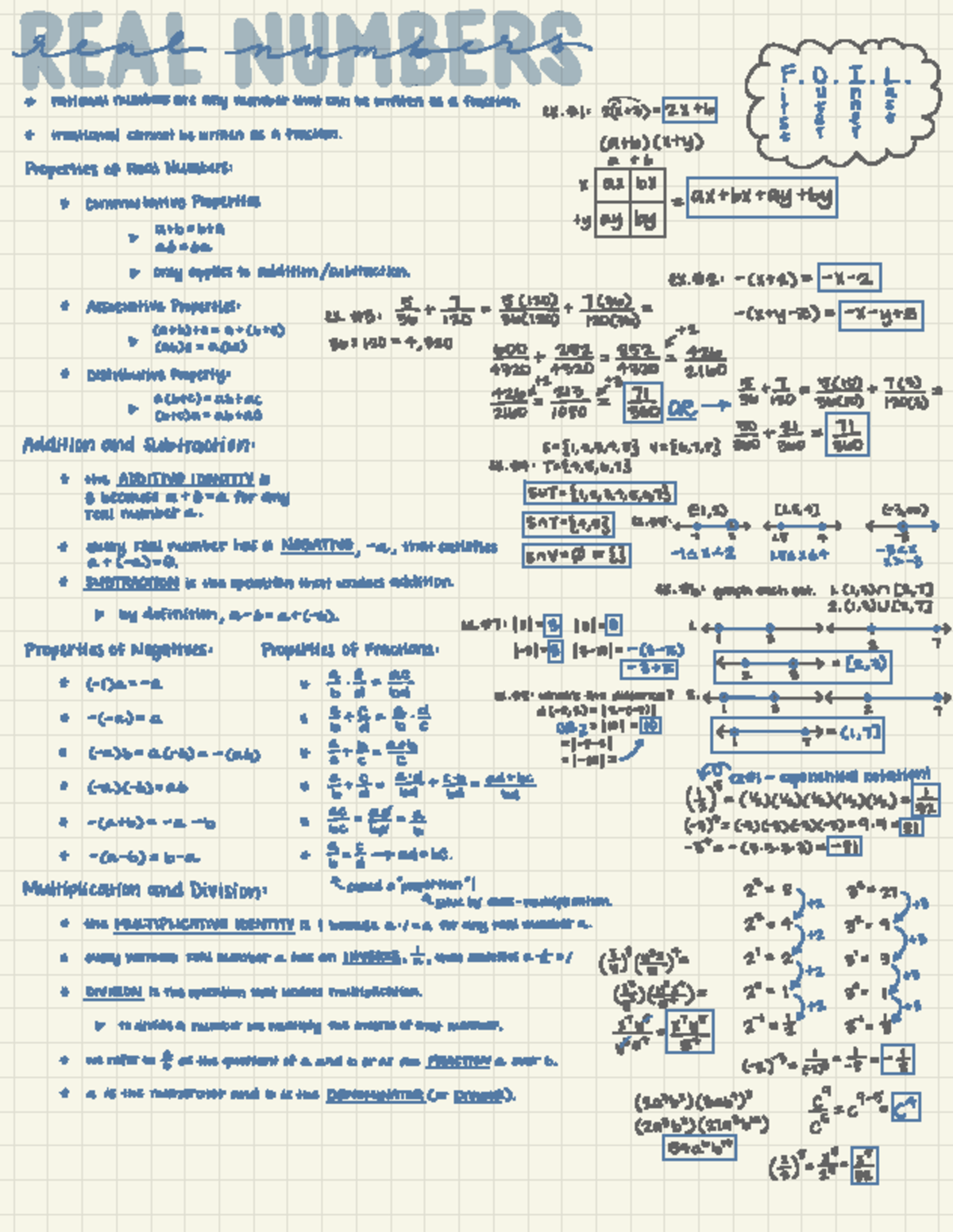 Real Numbers (Notes) - real numbers *rational numbers are any number ...