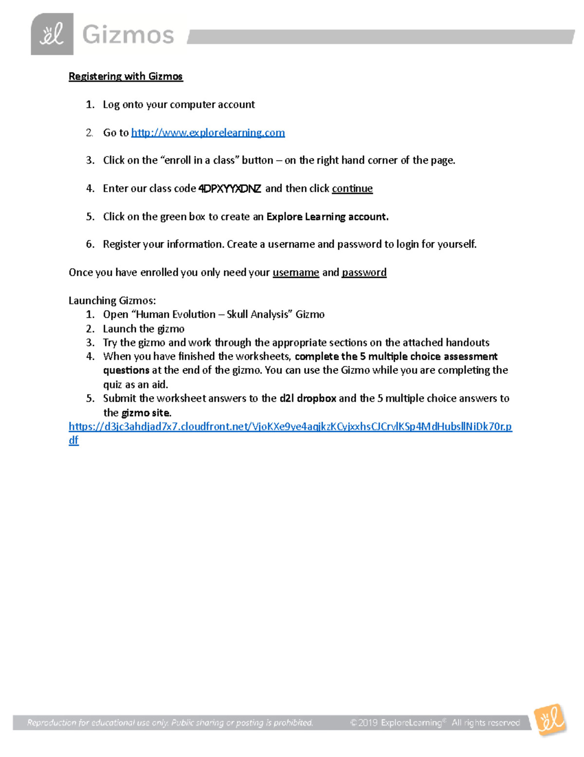 Skulls Gizmo and evolution - Registering with Gizmos 1. Log onto your ...