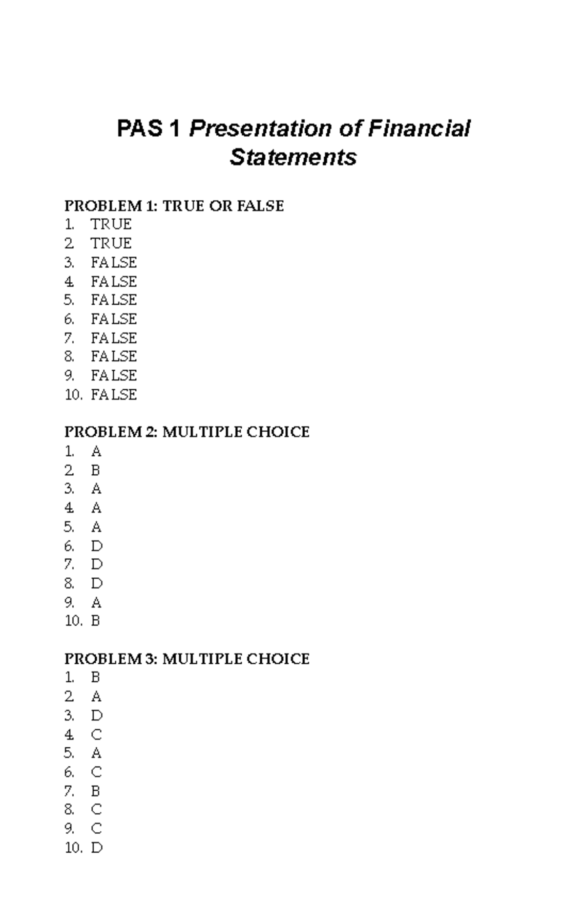SOL MAN PAS 1 Presentation OF FS - Accountancy - Studocu