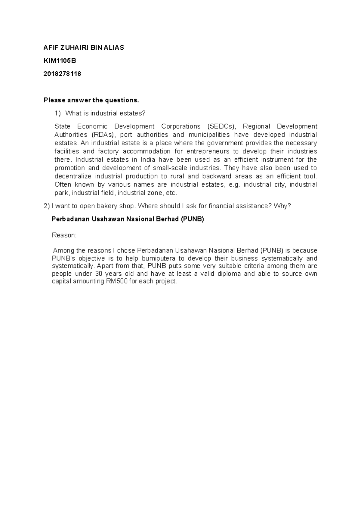 ENT300 chapter 6 - AFIF ZUHAIRI BIN ALIAS KIM1105B 2018278118 Please answer the questions. What ...