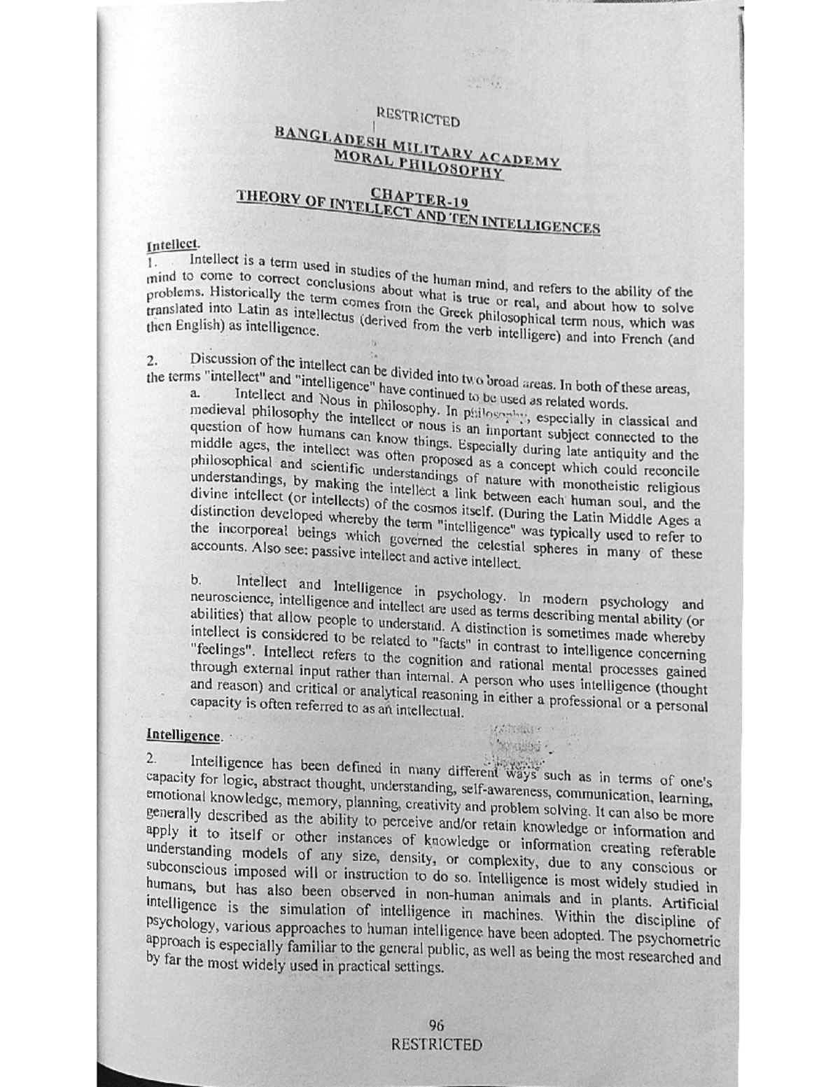 Theory of ten intellect - Moral Philosophy - Studocu