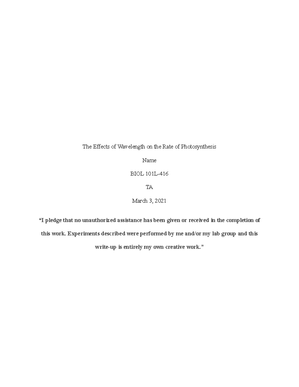 Photosynthesis Lab Report The Effects Of Wavelength On The Rate Of photosynthesis-lab-report-the-effects-of-wavelength-on-the-rate-of
