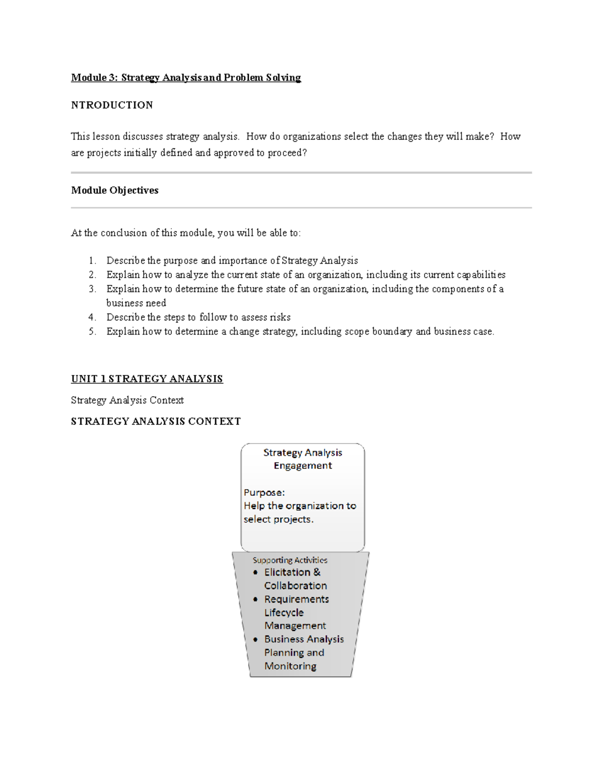Course Notes Module 3 Unit 1 Module 3 Strategy Analysis And Problem Solving Ntroduction