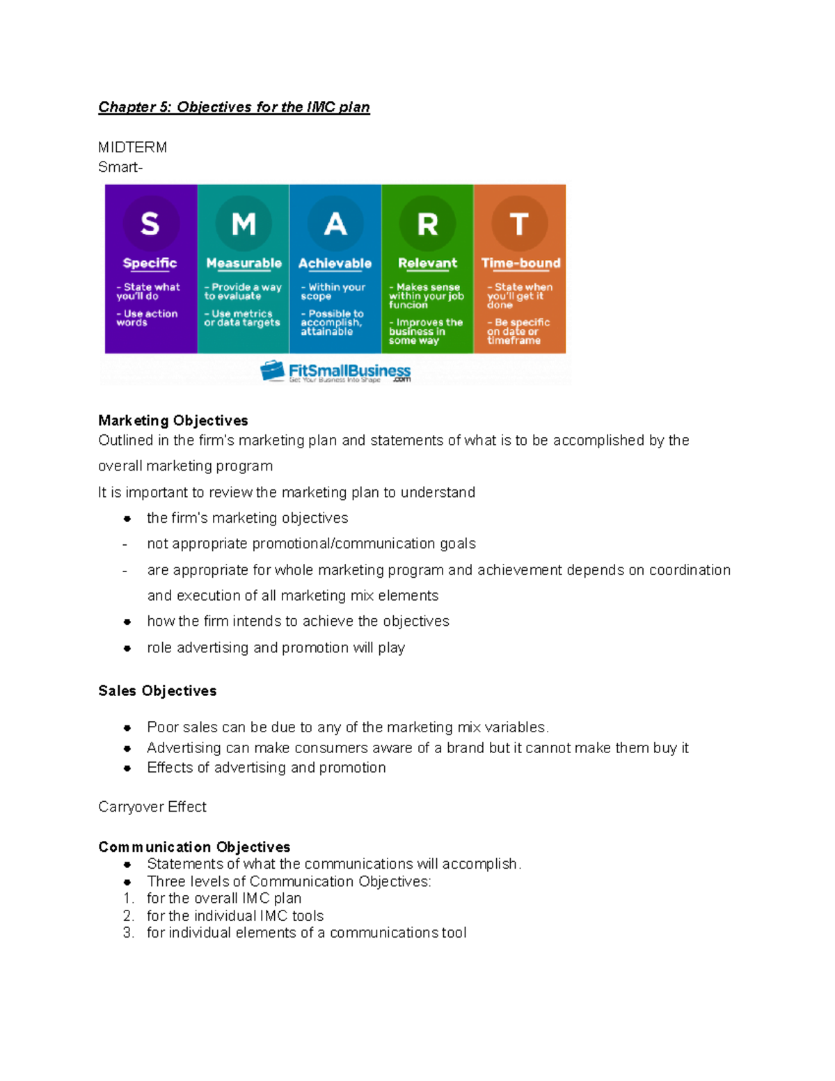 AB Chapter 5 Objectives for the IMC plan - Chapter 5: Objectives for ...